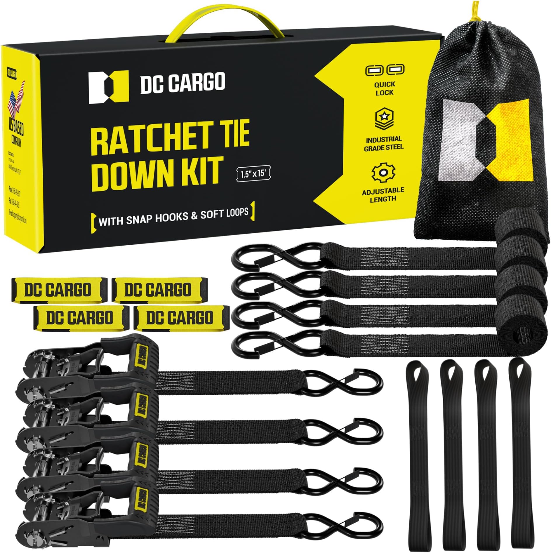 Amazon.com: Vehiclex (4PK) Heavy Duty Ratchet Straps & Soft Loops - 1.5 ...