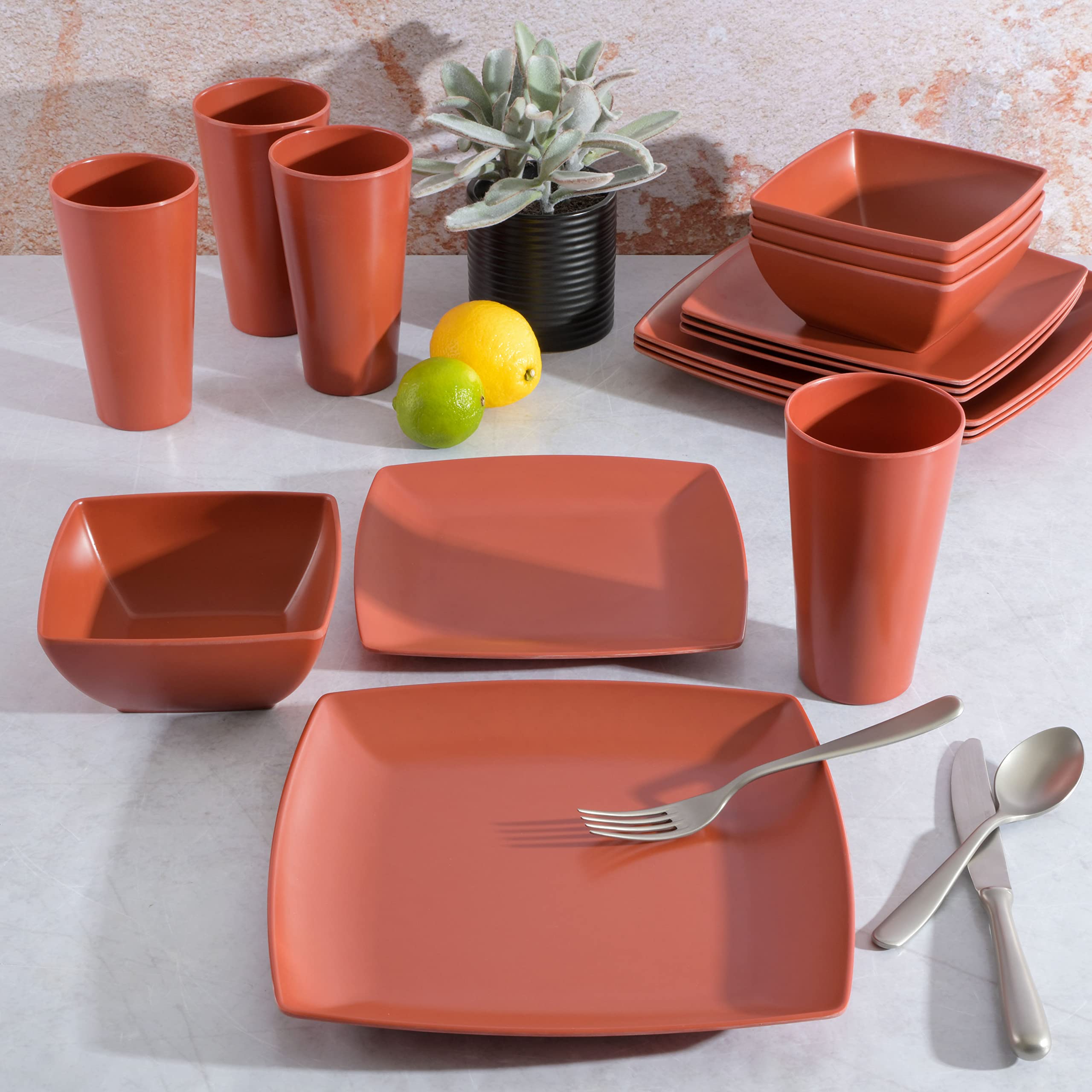 Snapklik.com : Gibson Home Soho Grayson Square Melamine Dinnerware Set ...