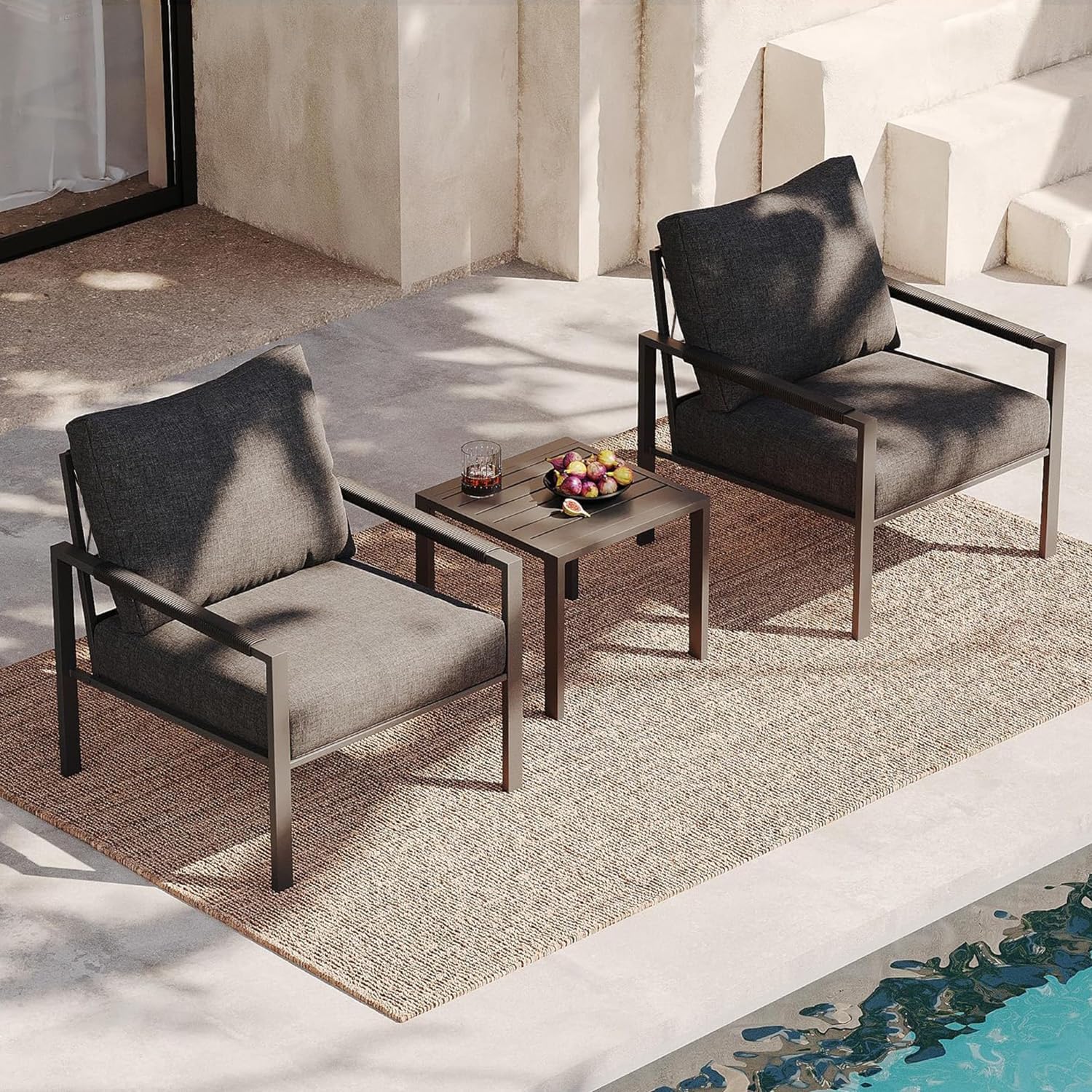 Amazon.com: Sundale Outdoor 3 Pieces Patio Set Outdoor Metal Furniture ...