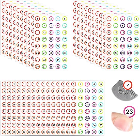 Amazon.com: Clabby 2000 Pcs 50 Sheets Small Number Stickers 1-40 Round ...