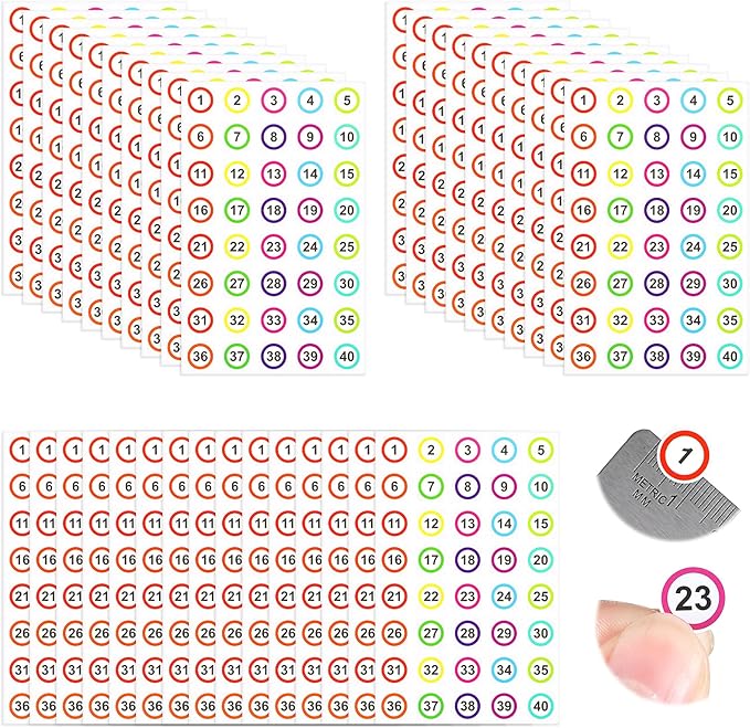 Amazon.com: Clabby 2000 Pcs 50 Sheets Small Number Stickers 1-40 Round ...