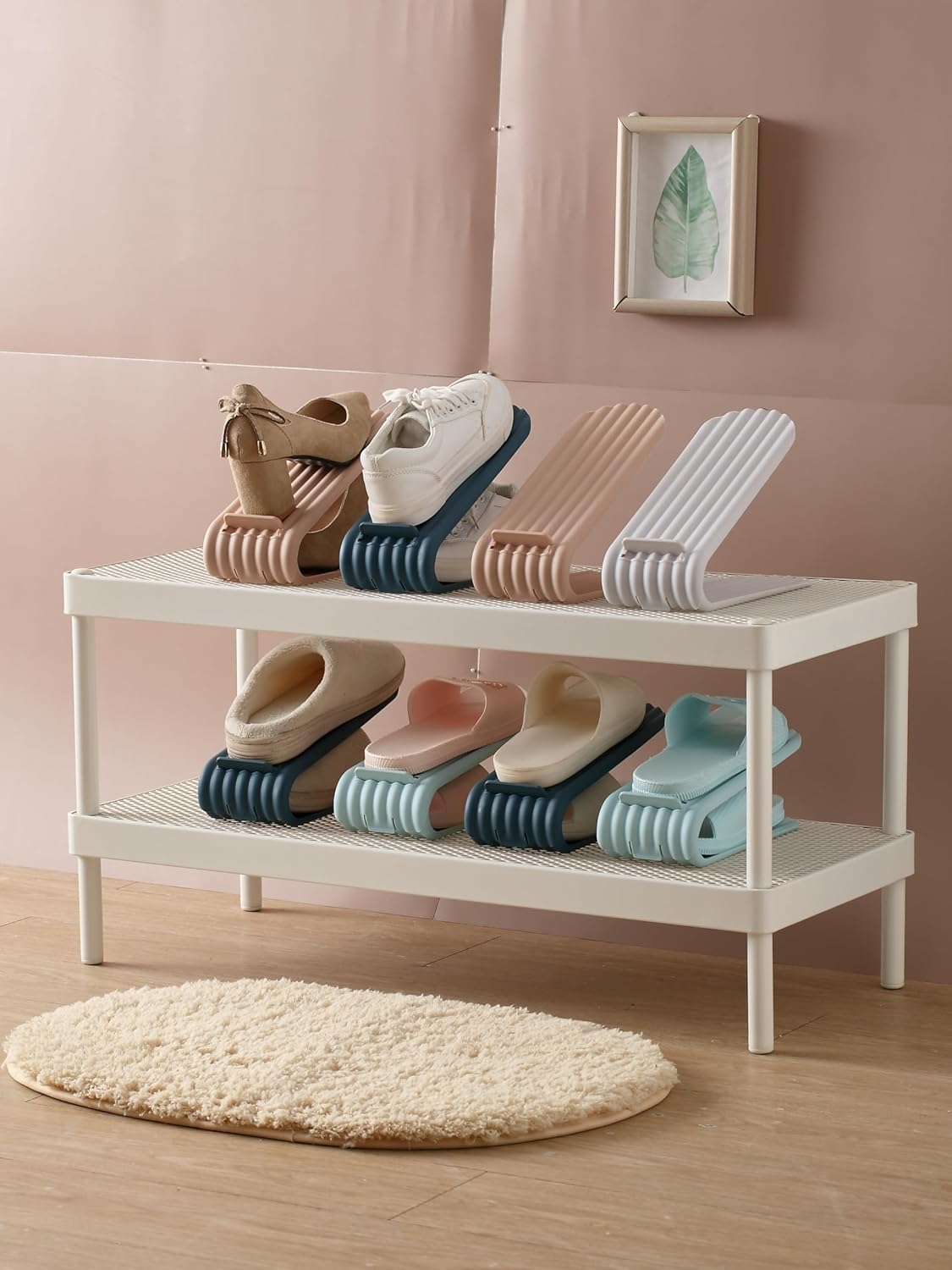 Amazon.com: Adjustable Shoe Stacker Space Saver 50%,Double Deck Shoe ...