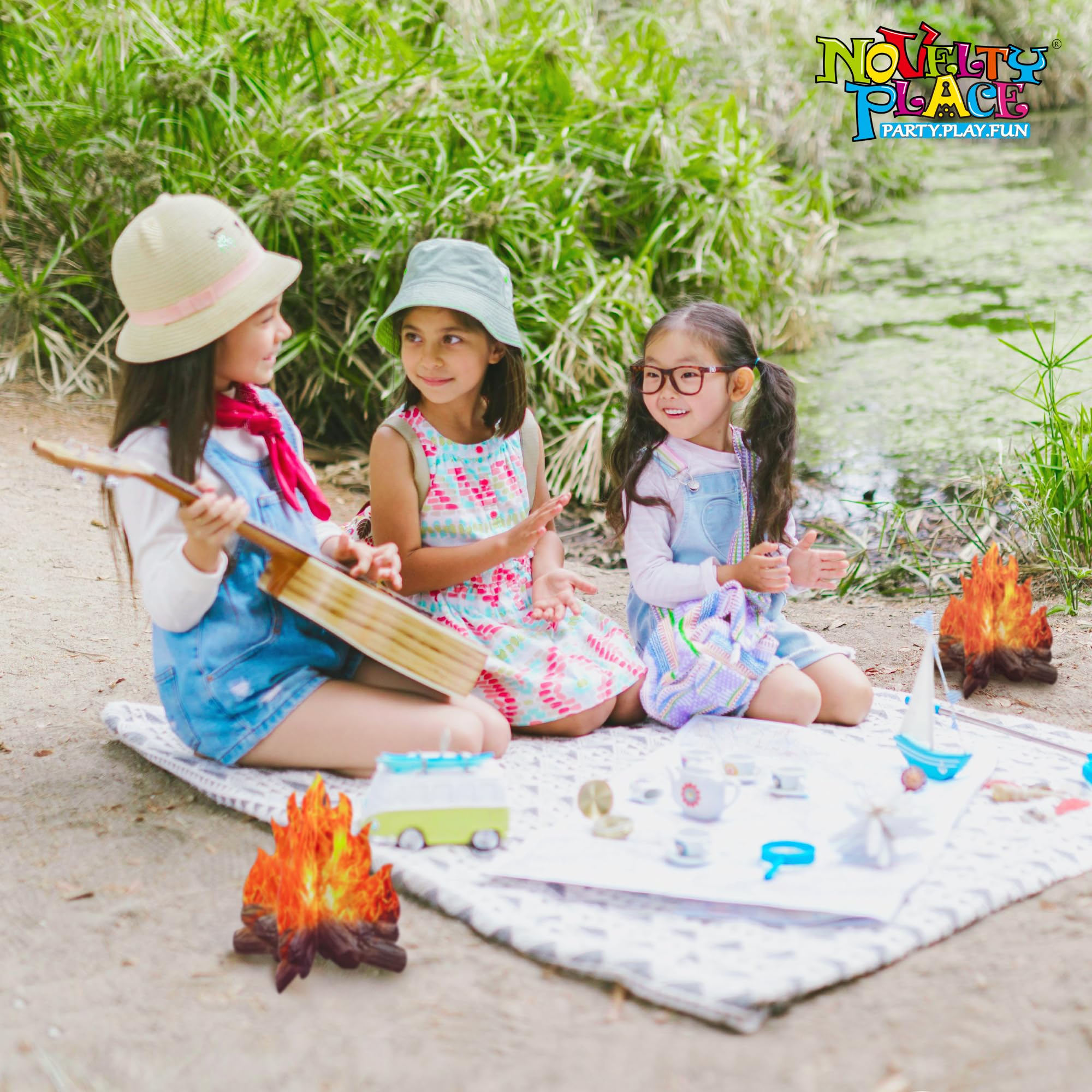 Firework Night Decorations 2 PCS 3D Cardboard Campfire Centerpieces ...