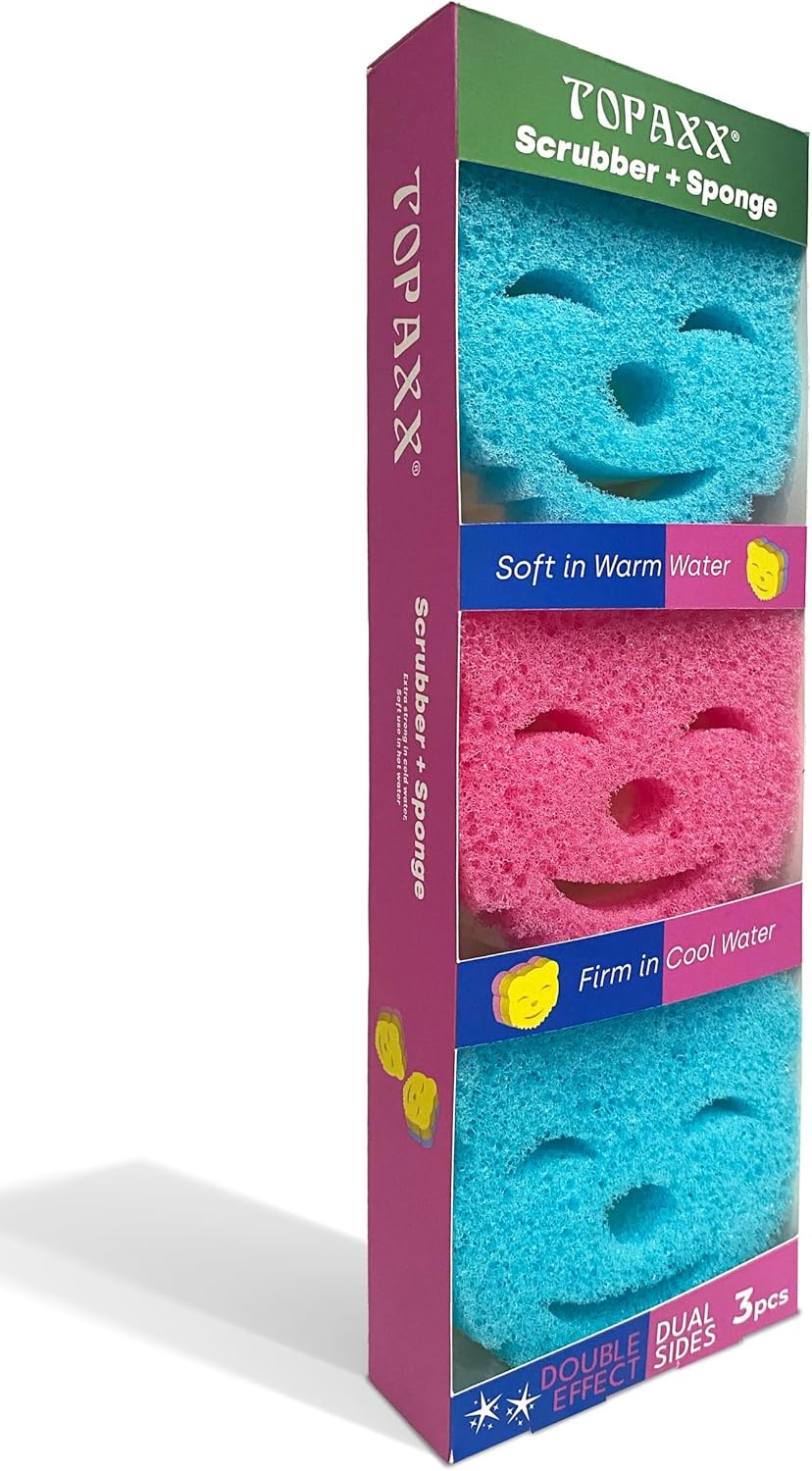 Amazon.com: Topaxx Dual-Sided Dish Scrubber Sponges-Non-Scratch ...