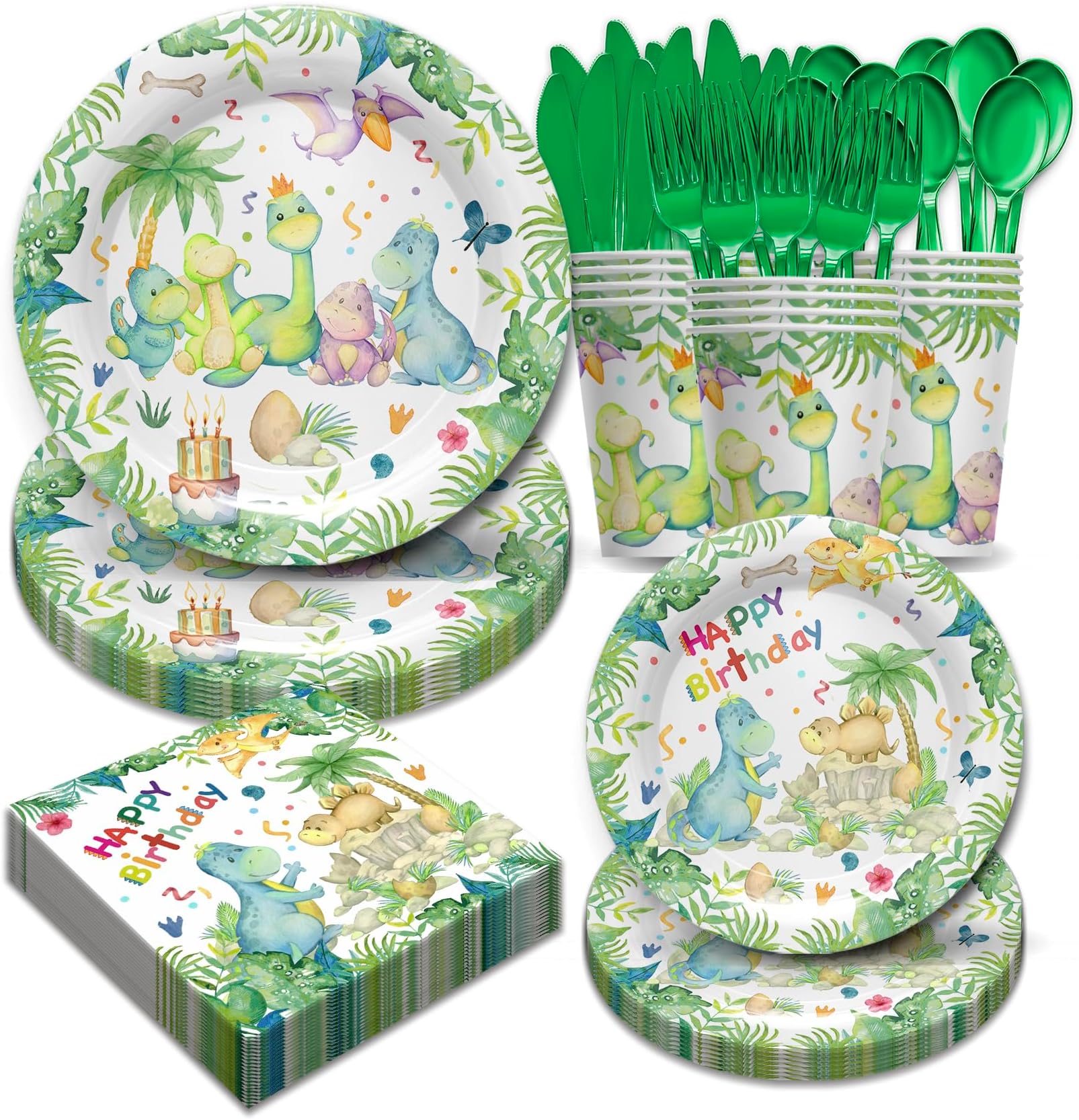 Amazon.com: Piooluialy 168Pcs Watercolor Dinosaur Decorations ...