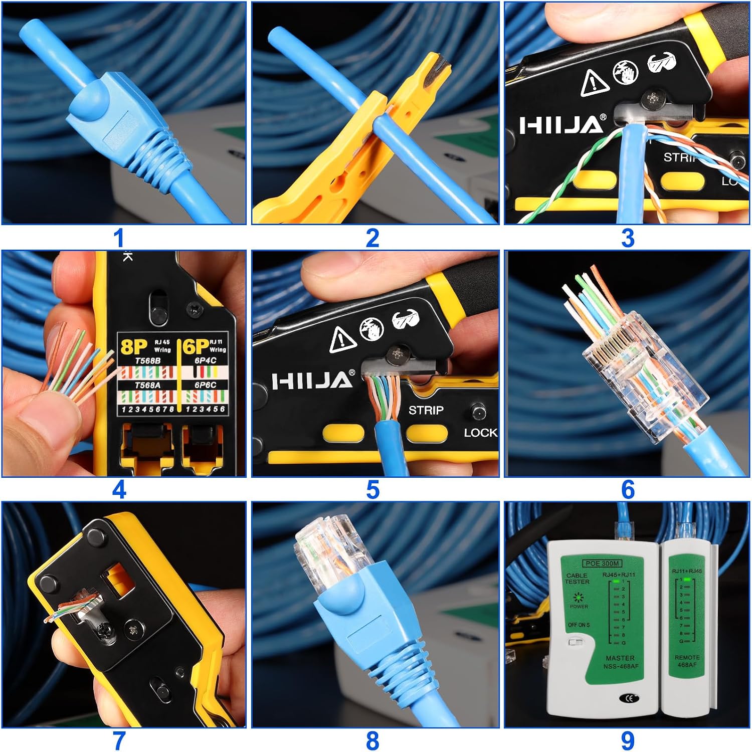 Hiija Kit de herramientas de crimpado RJ45, kit de herramientas de ...