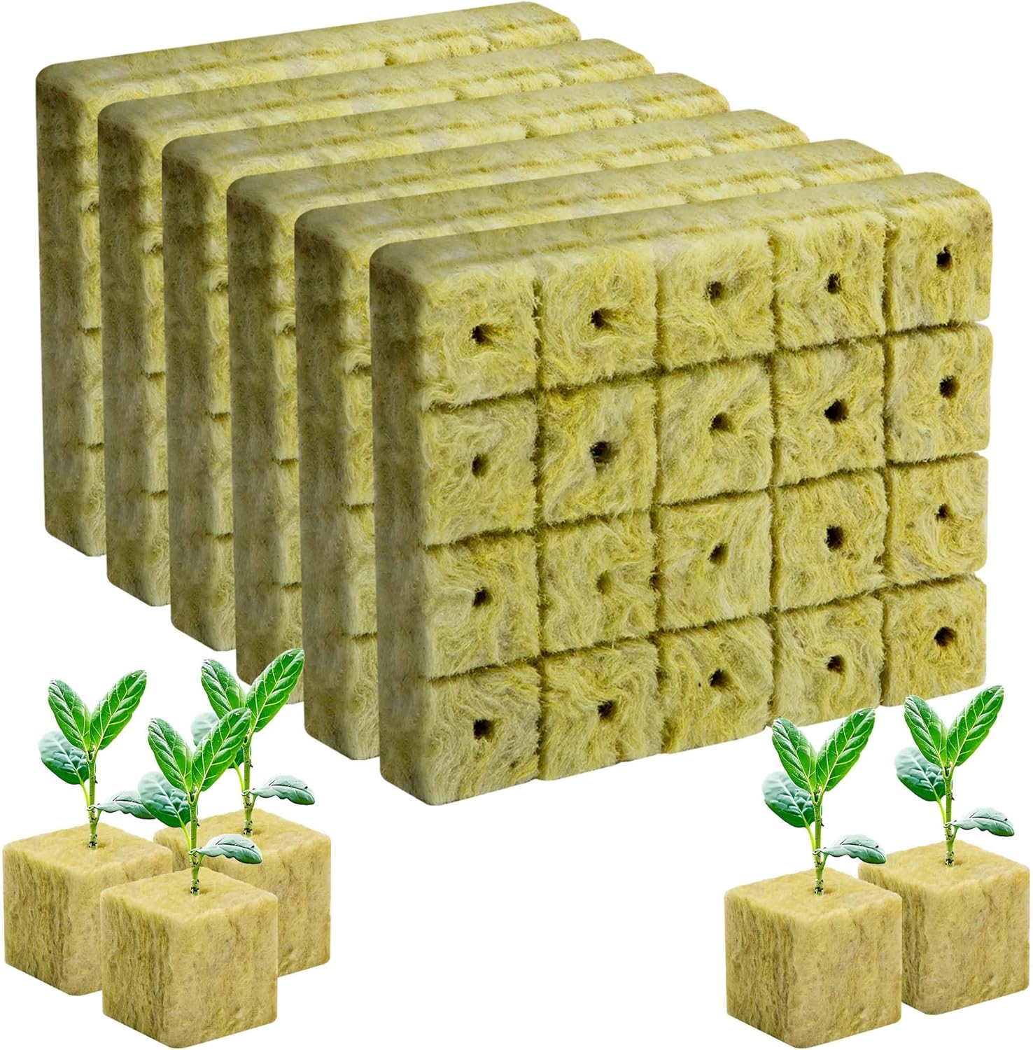 120Pcs Rockwool Grow Cubes - 1inch Stonewool Starter Plugs for Rapid ...