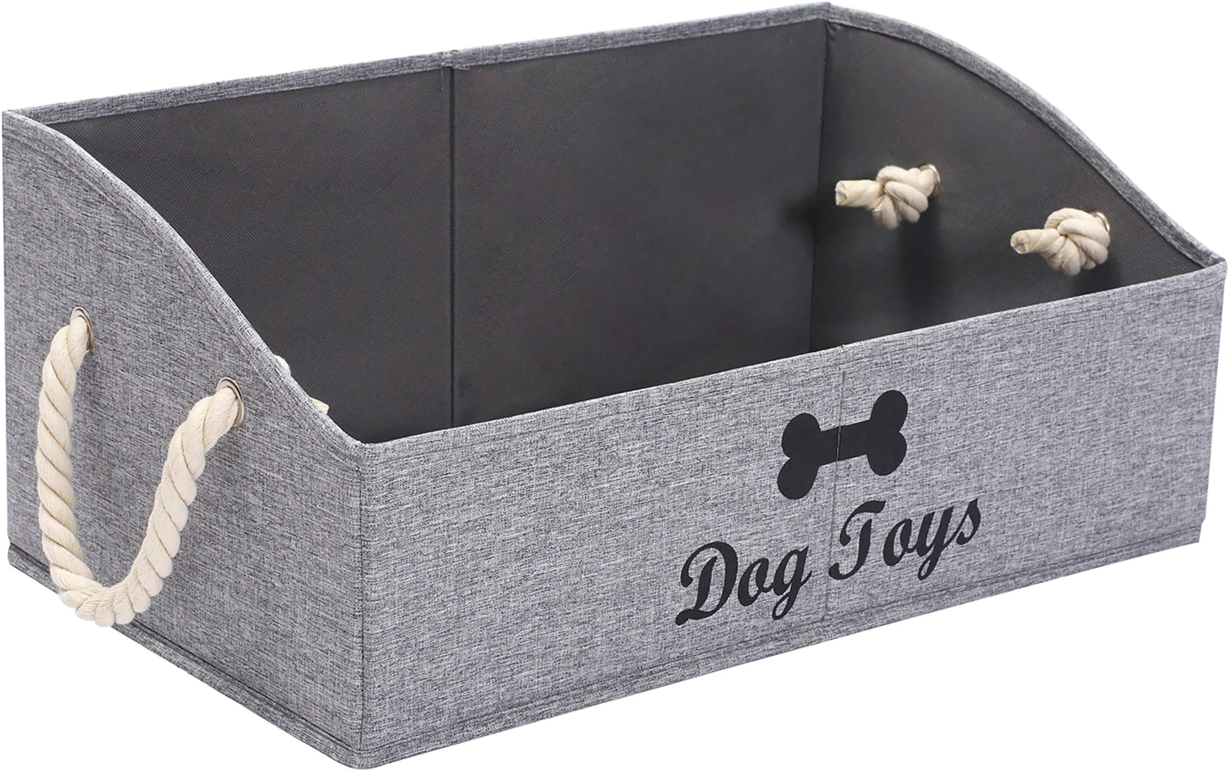 Generic Dog Toy Storage Basket - Grey Felt Collapsible Pet Items ...