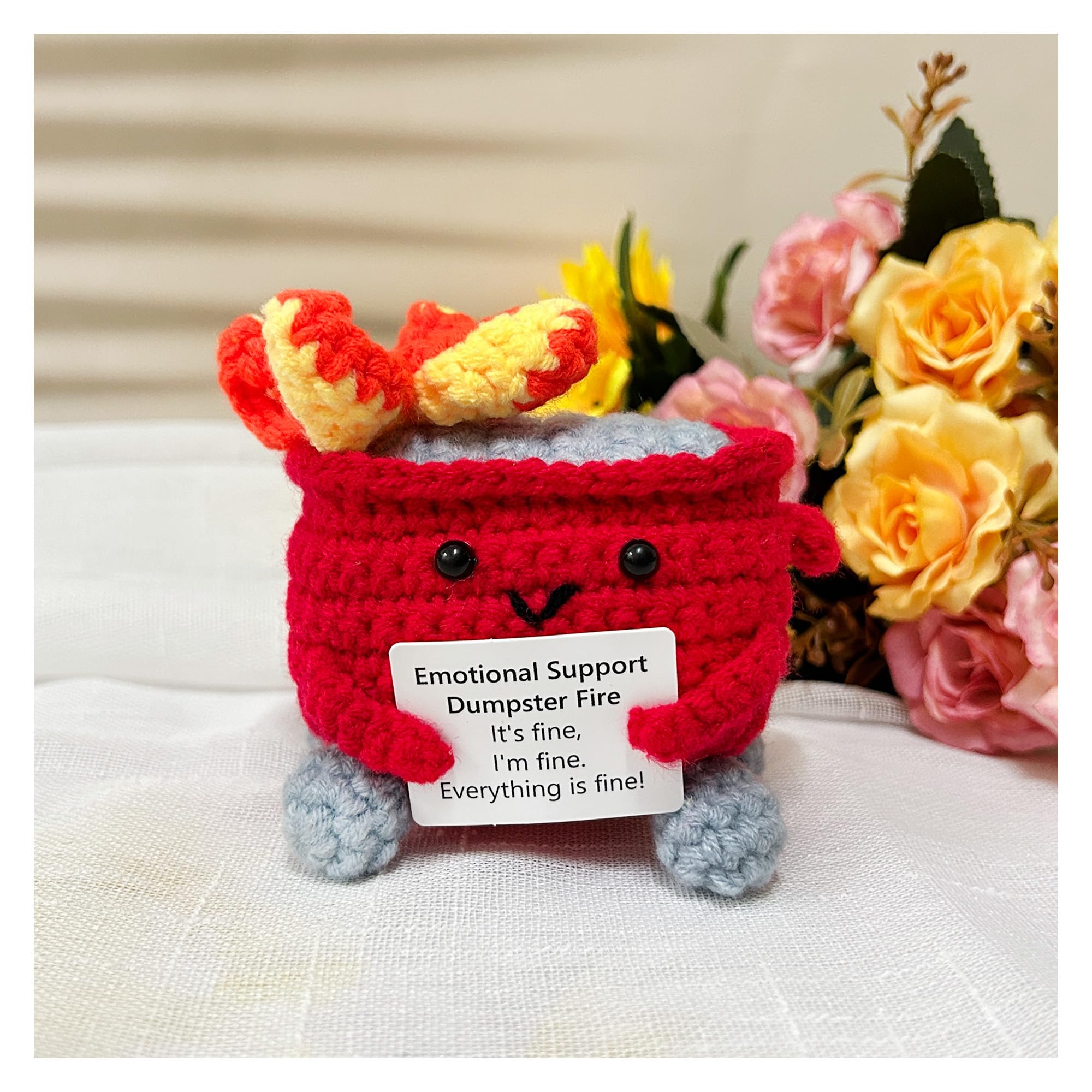 Amazon.com: Handmade Crochet Emotional Support Dumpster Fire,Emotional ...