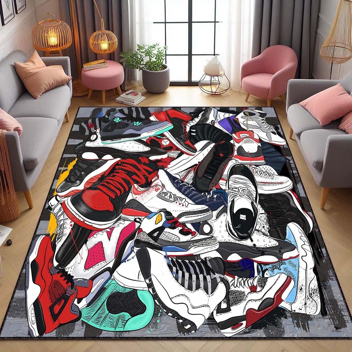 Amazon.com: Sneakers Rug, Sneakers, Shoes Rug, Street Rug, Cool Rug ...
