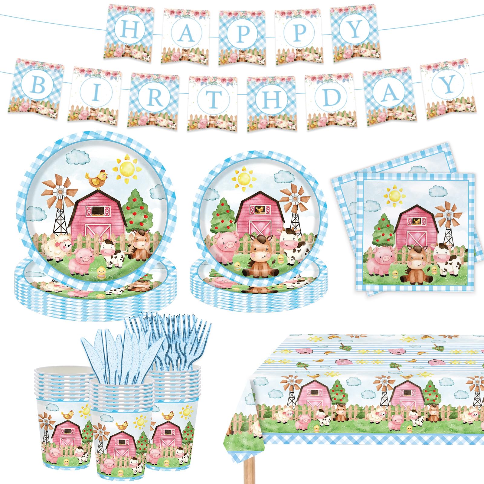 Amazon.com: 122PCS Farm Animal Party Supplies for Boys Baby Shower ...
