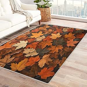 Amazon.com: Maple Leaf Rugs for Living Room 3x5, Autumn Plant Pattern ...