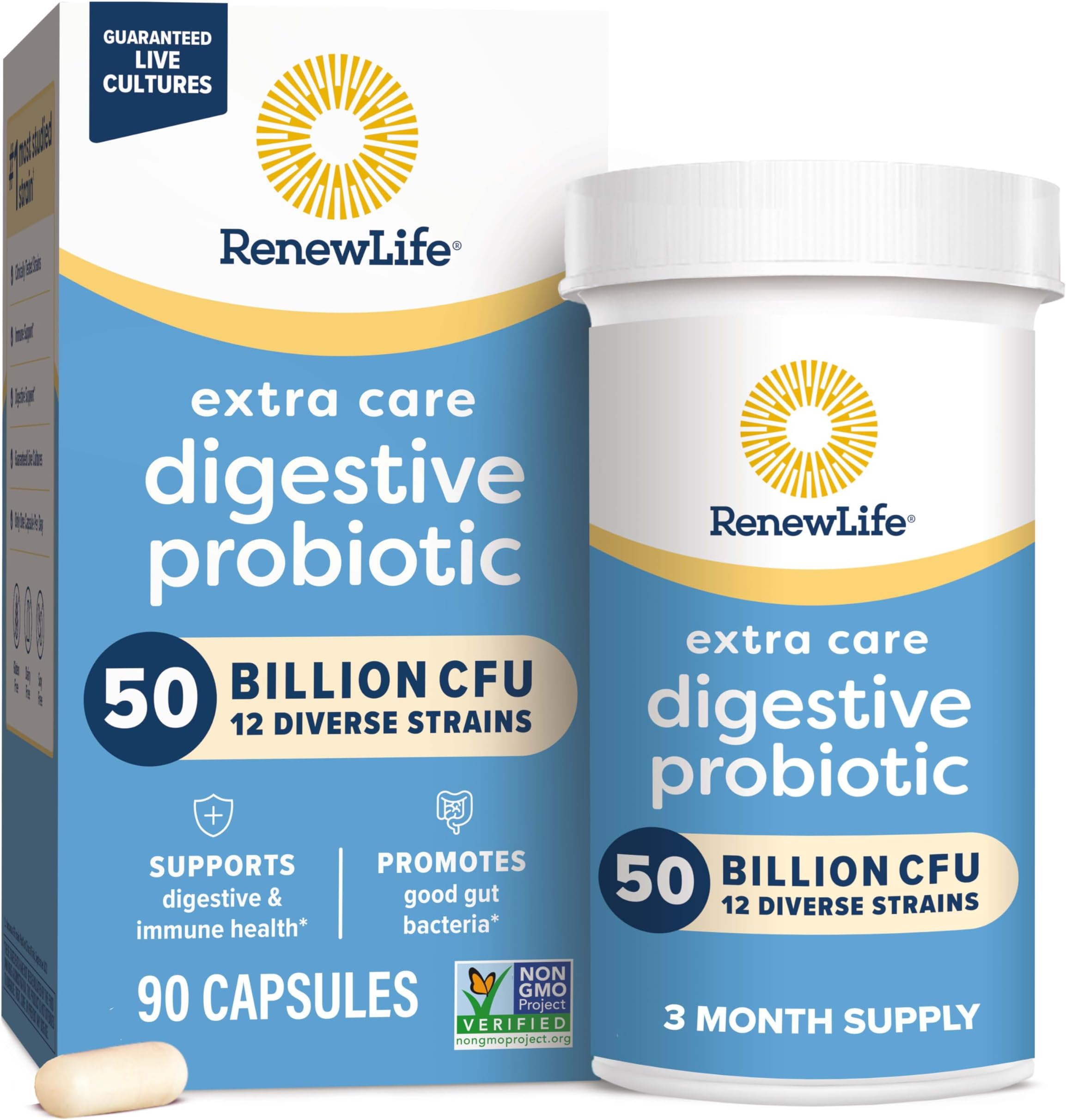 Amazon.com: Renew Life Extra Care Digestive Probiotic Capsules, 50 ...