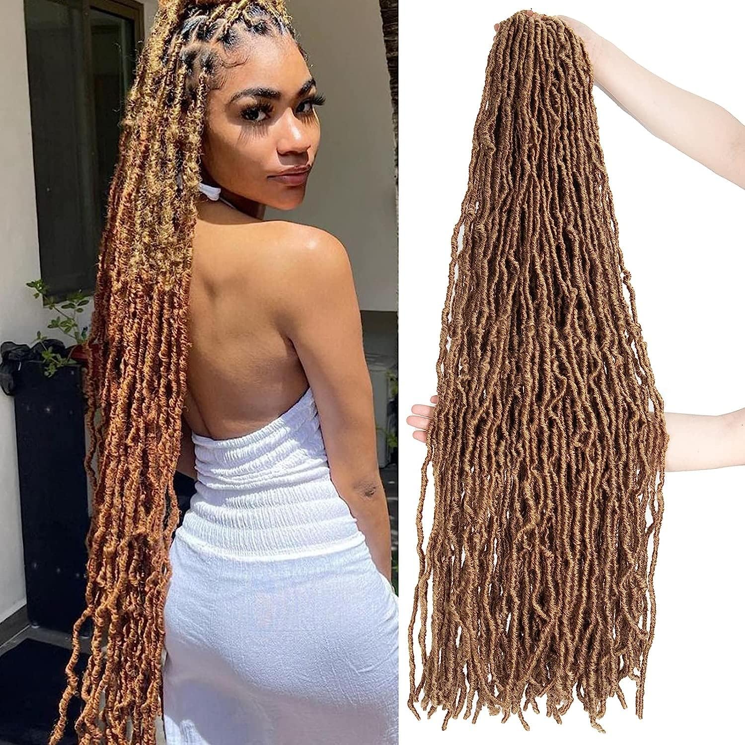 Faux Locs 36 Inch Crochet Hair New Soft Locs 5 Packs/Lot Curly Wavy Pre ...