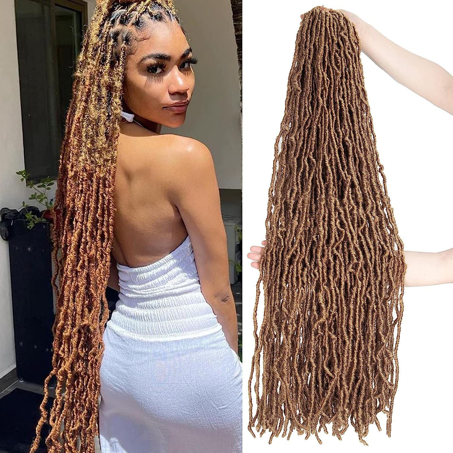 New Faux Locs 36 Inch Crochet Hair New Soft Locs 5 Packs/Lot Curly Wavy ...
