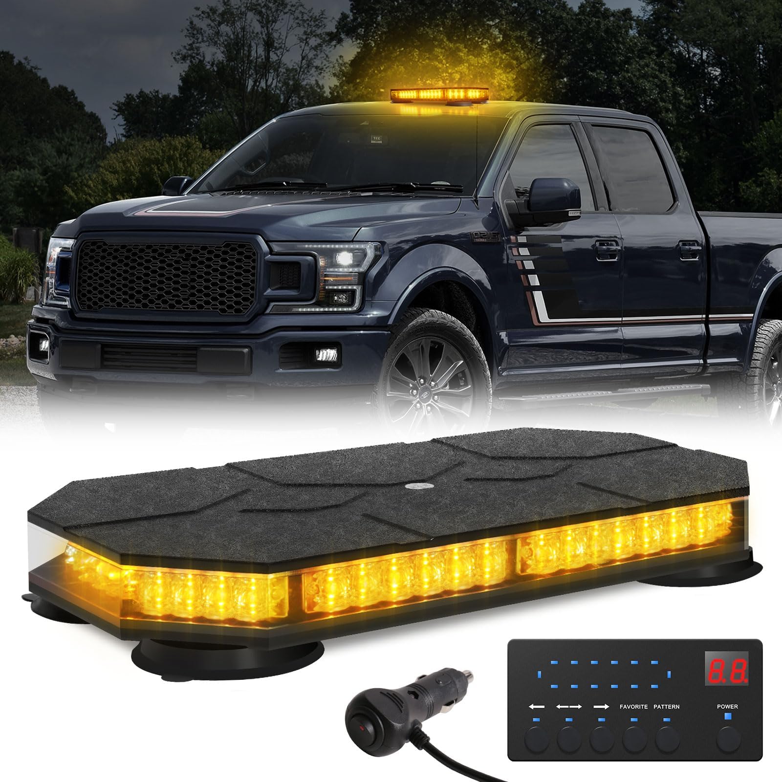 Amber LED Roof Top Strobe Beacon Warning Lights w/Directional Arrow ...
