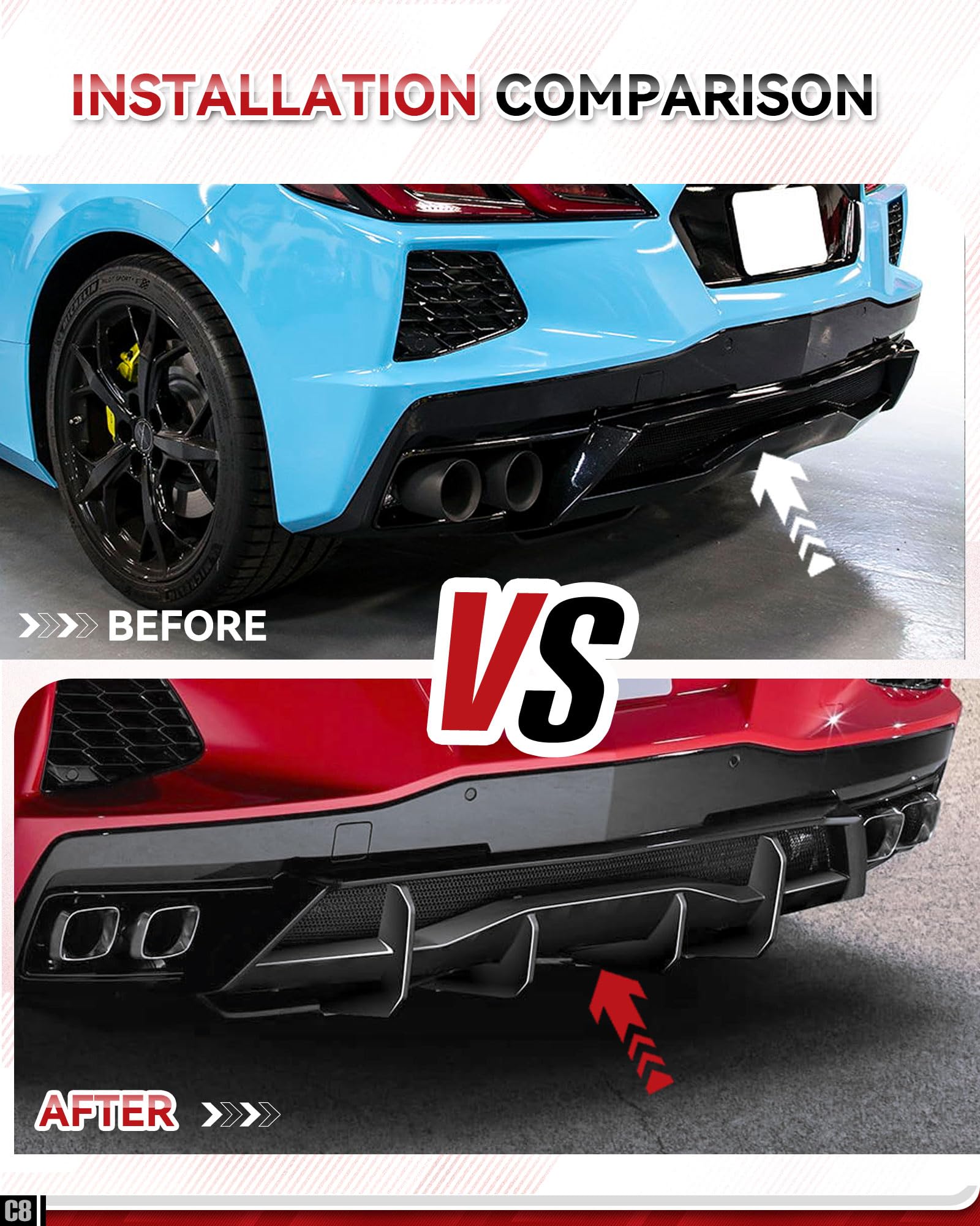 Snapklik.com : Etesan Carbon Flash Rear Bumper Diffuser Splitter Fit ...
