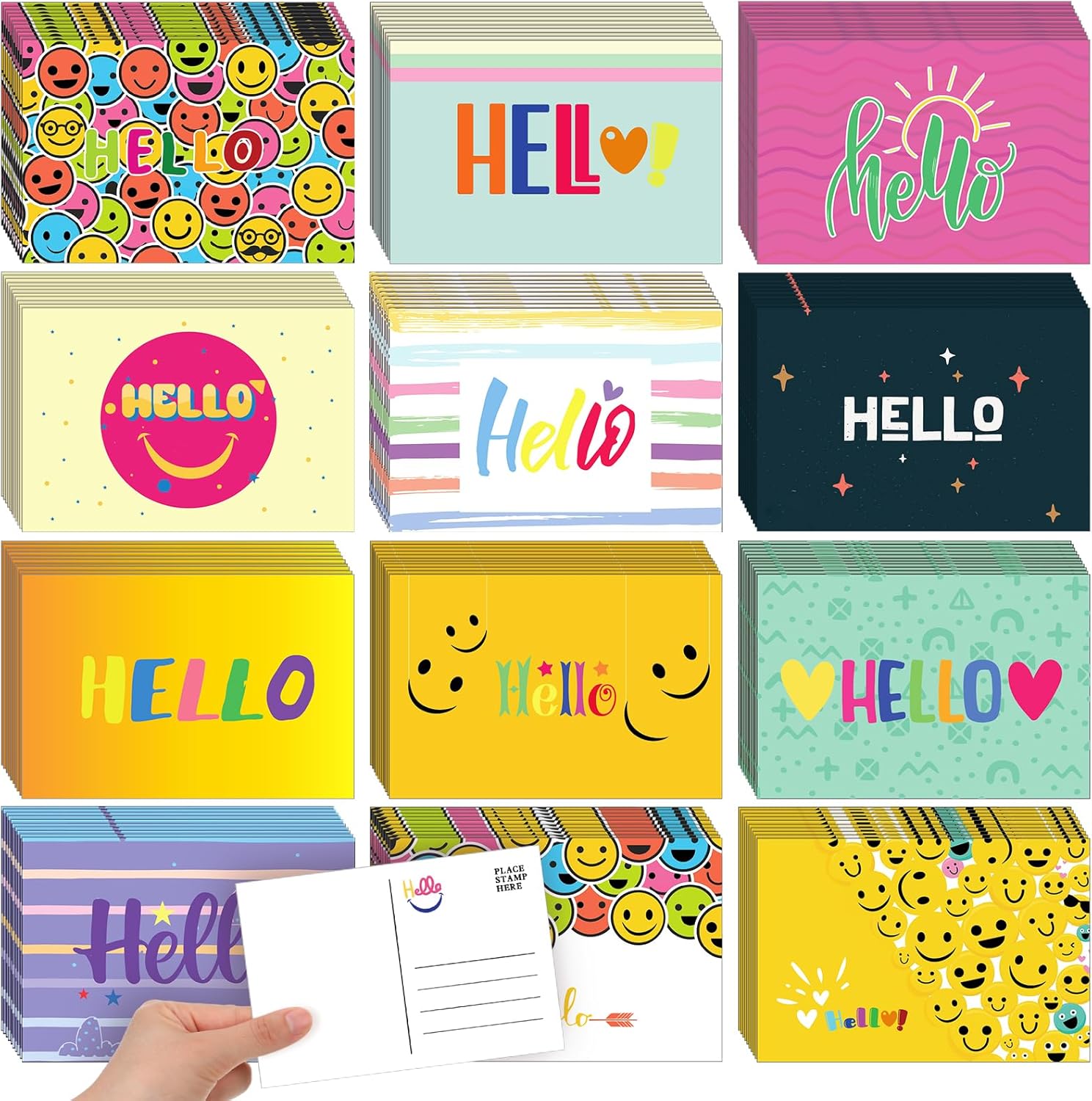 Amazon.com : Kosiz 120 Pcs Hello Cards 4 x 6 Inch Postcards Assorted ...