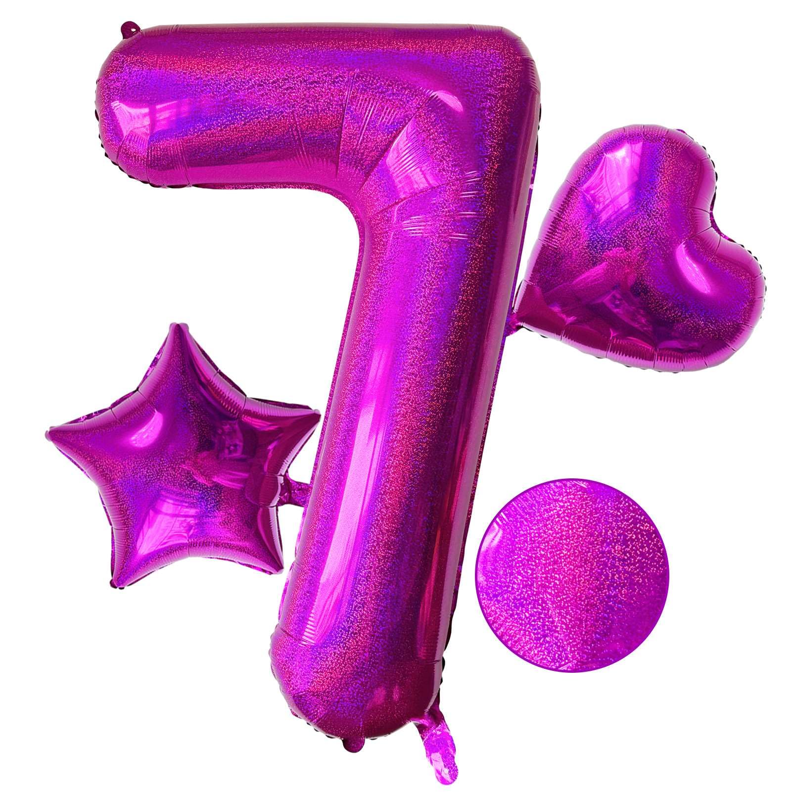 Amazon.com: Laser Pink Number 7 Balloons 40 Inch Giant Hot Pink Sweet 7 ...