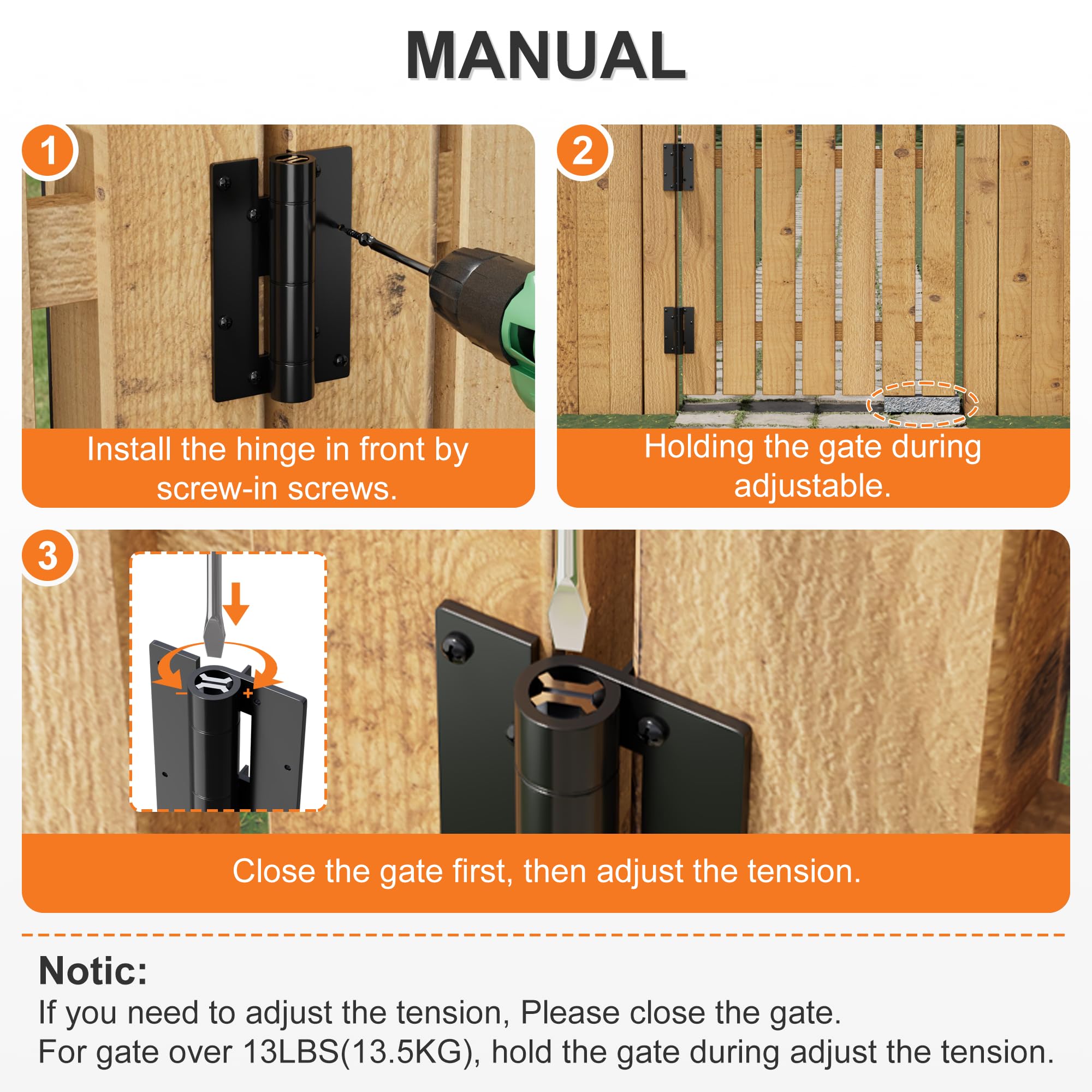 Snapklik.com : SKYSEN 4 Pair 5-3/4" Self Closing Gate Hinges, Aluminum ...