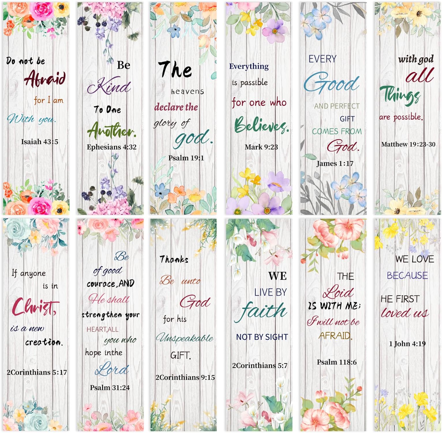 Amazon.com: 60pcs Bible Verse Flower Bookmarks,Inspirational Scripture ...