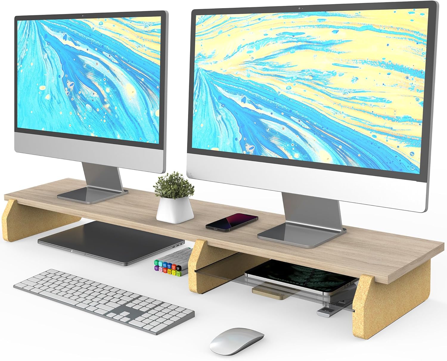 Fenge Réhausseur d'Écran en Bois,Support de Moniteur,Support d ...