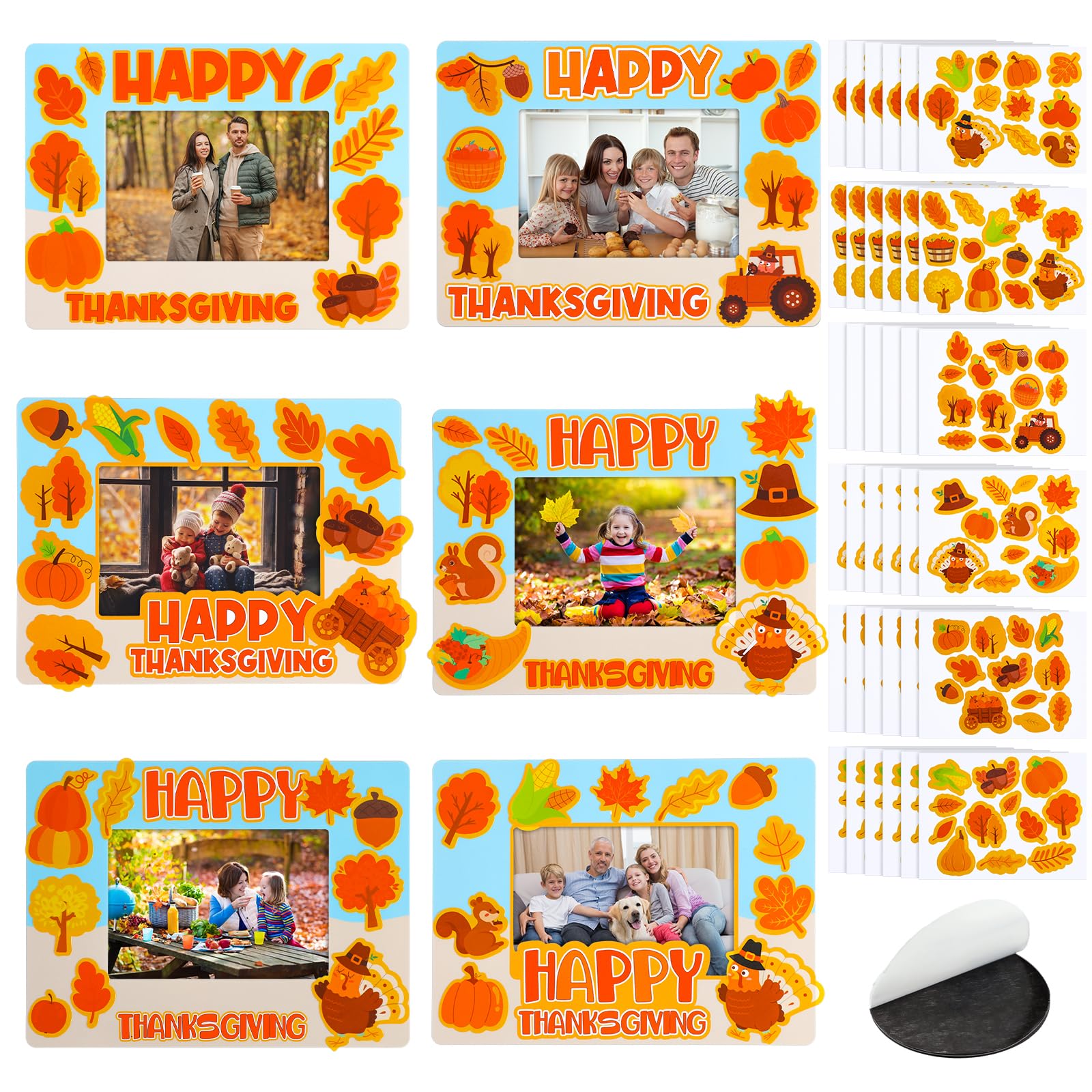 Amazon.com: Blueweenly 24 Sets Happy Thanksgiving Magnet Picture Frames ...