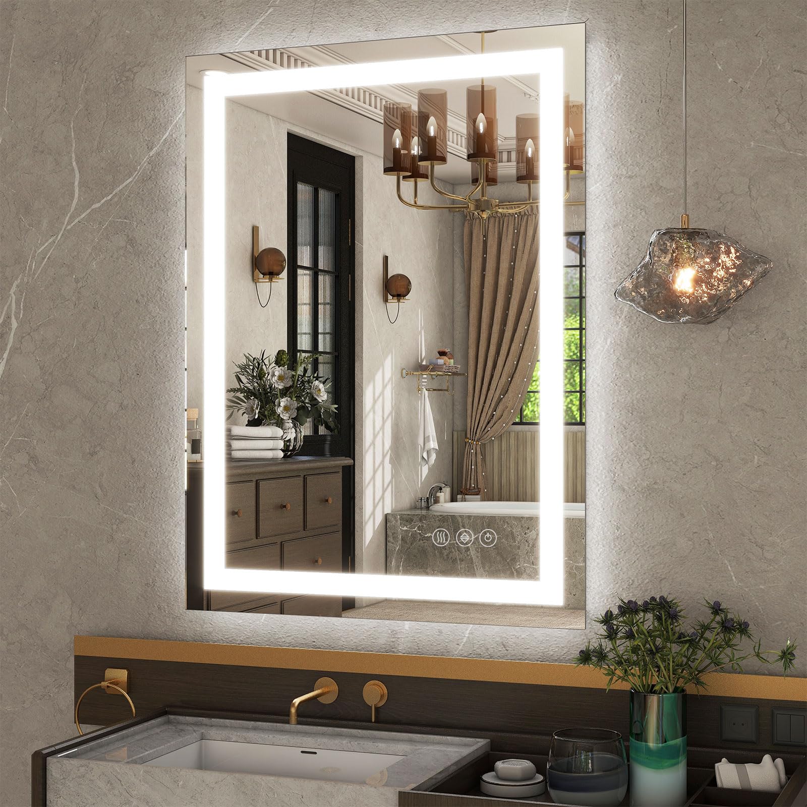 Snapklik.com : GLSLAND 24"x32" LED Lighted Bathroom Mirror Dimmable ...