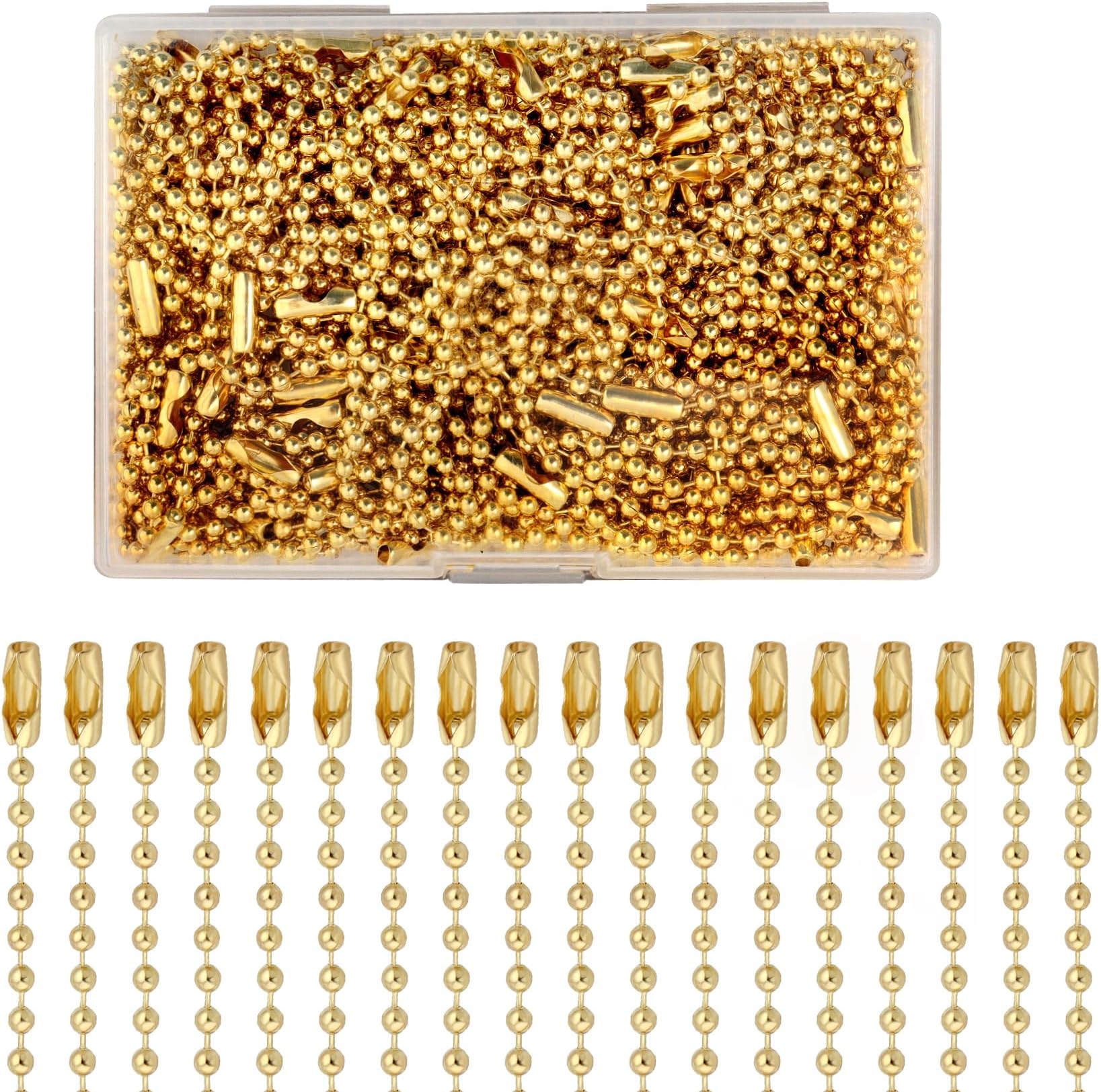 Amazon.com: 100Pcs Ball Beads Chain,4inch Bead Chain Gold Beads 2.4mm ...