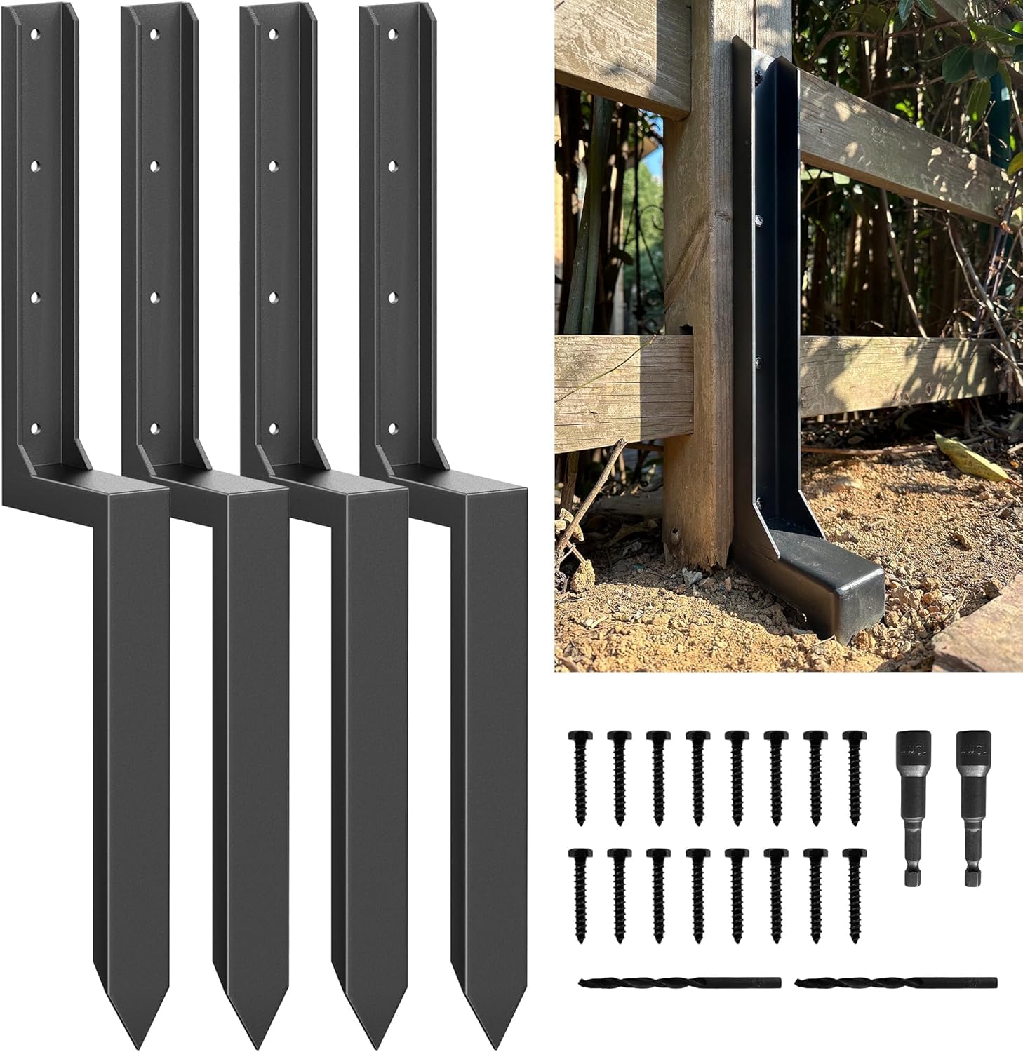 Amazon.com : IRONBABE Fence Post Repair Kit - Quick Fix Broken/Leaning ...