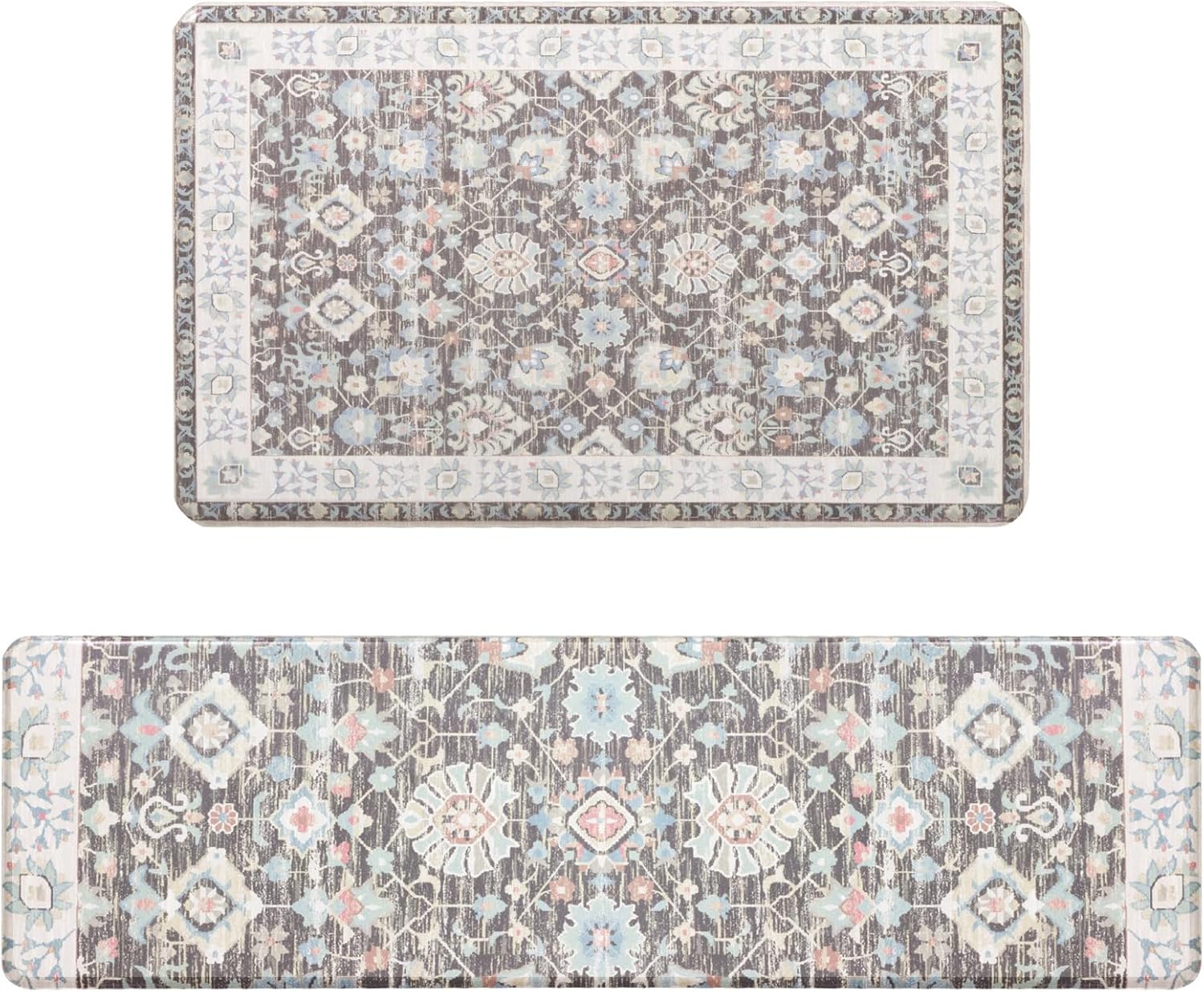 Amazon.com: HOMBYS Boho Anti Fatigue Kitchen Mat Set of 2, Floral 1/2 ...