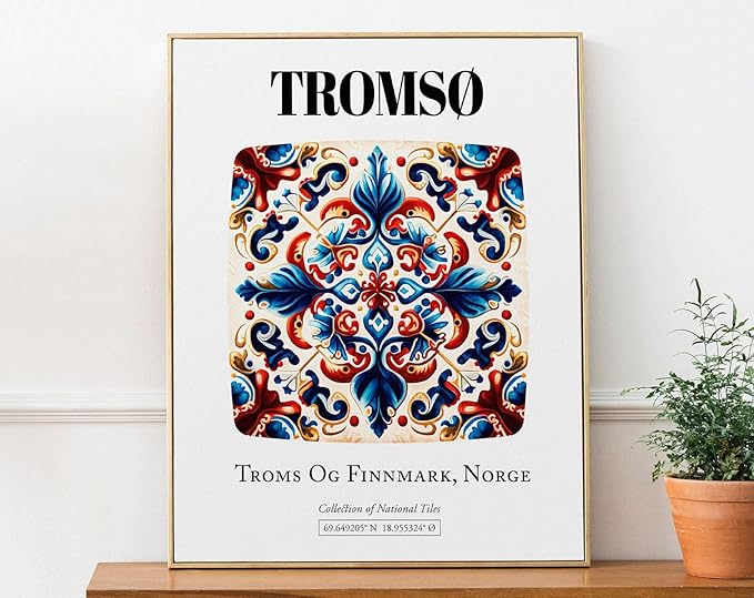 Amazon.com: Troms og Finnmark Norge Traditional Tile Pattern Wall Art ...