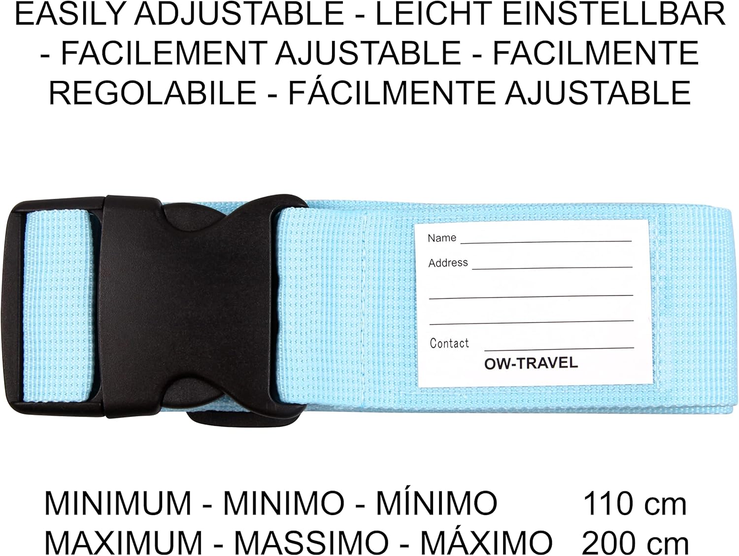 Personalised Luggage Straps for Suitcases (4 Pack Blue) OW-Travel Easy ...