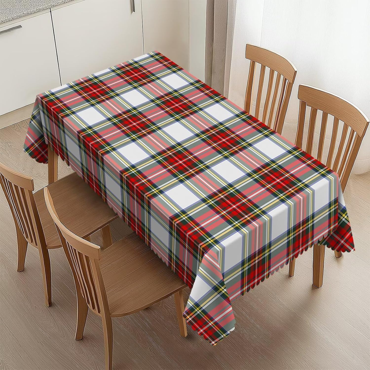 Amazon.com: FENDOULANG Christmas Red Green Plaid Tablecloth 54 x 72 in ...