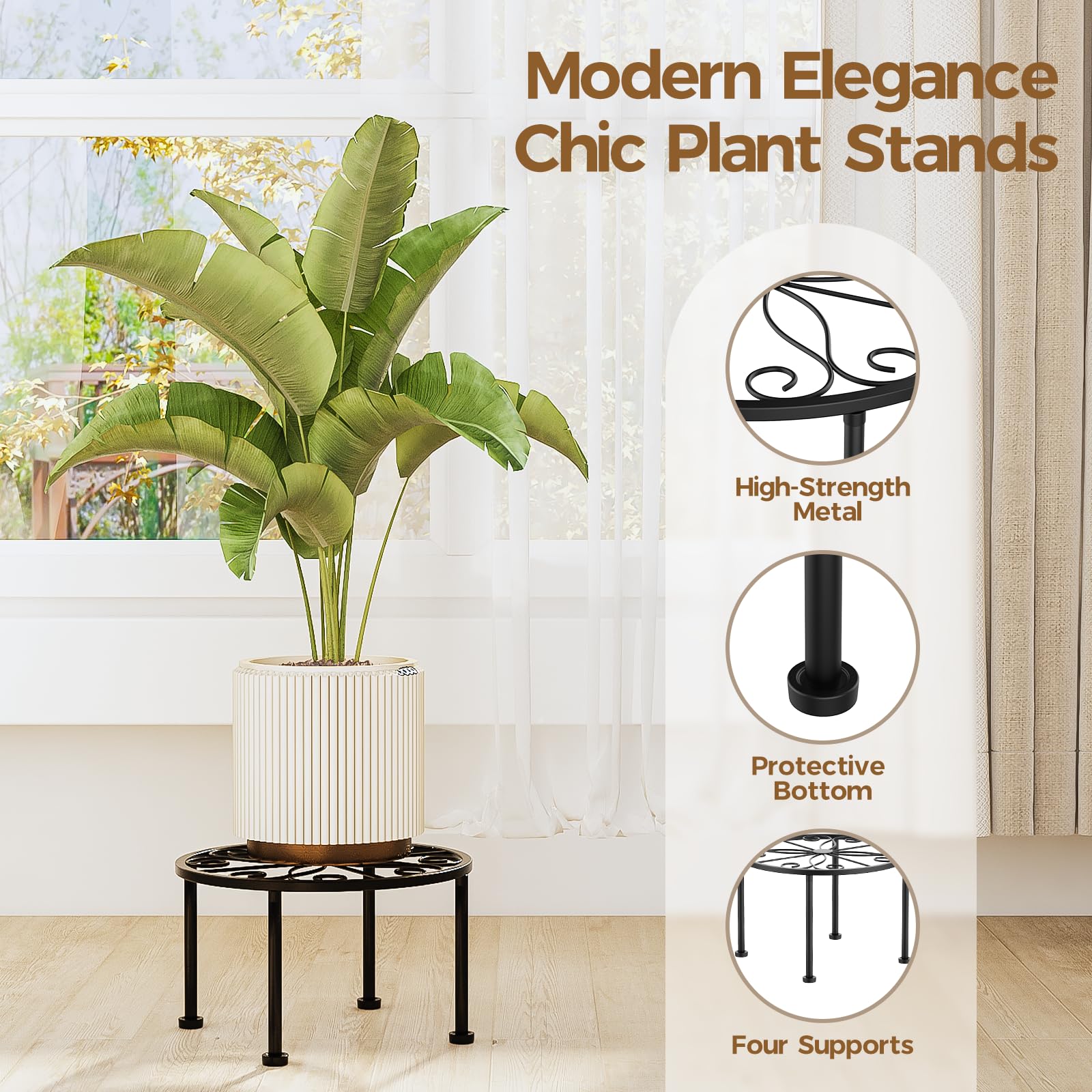 Snapklik.com : Bamworld Metal Plant Stand Indoor Outdoor, Heavy Duty ...