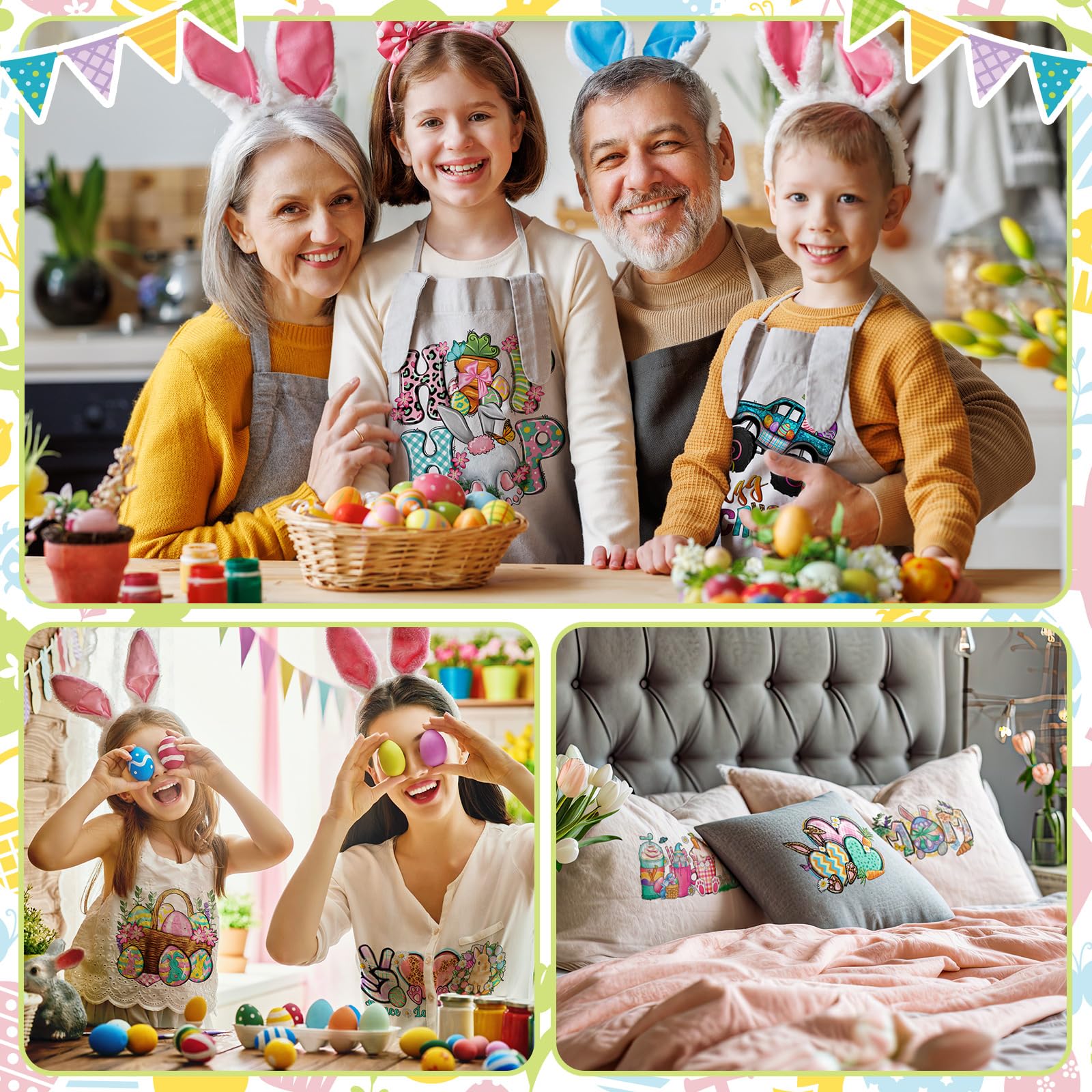 Snapklik.com : 30 Pcs Easter Iron On Transfers Bunny Egg Heat Transfer ...