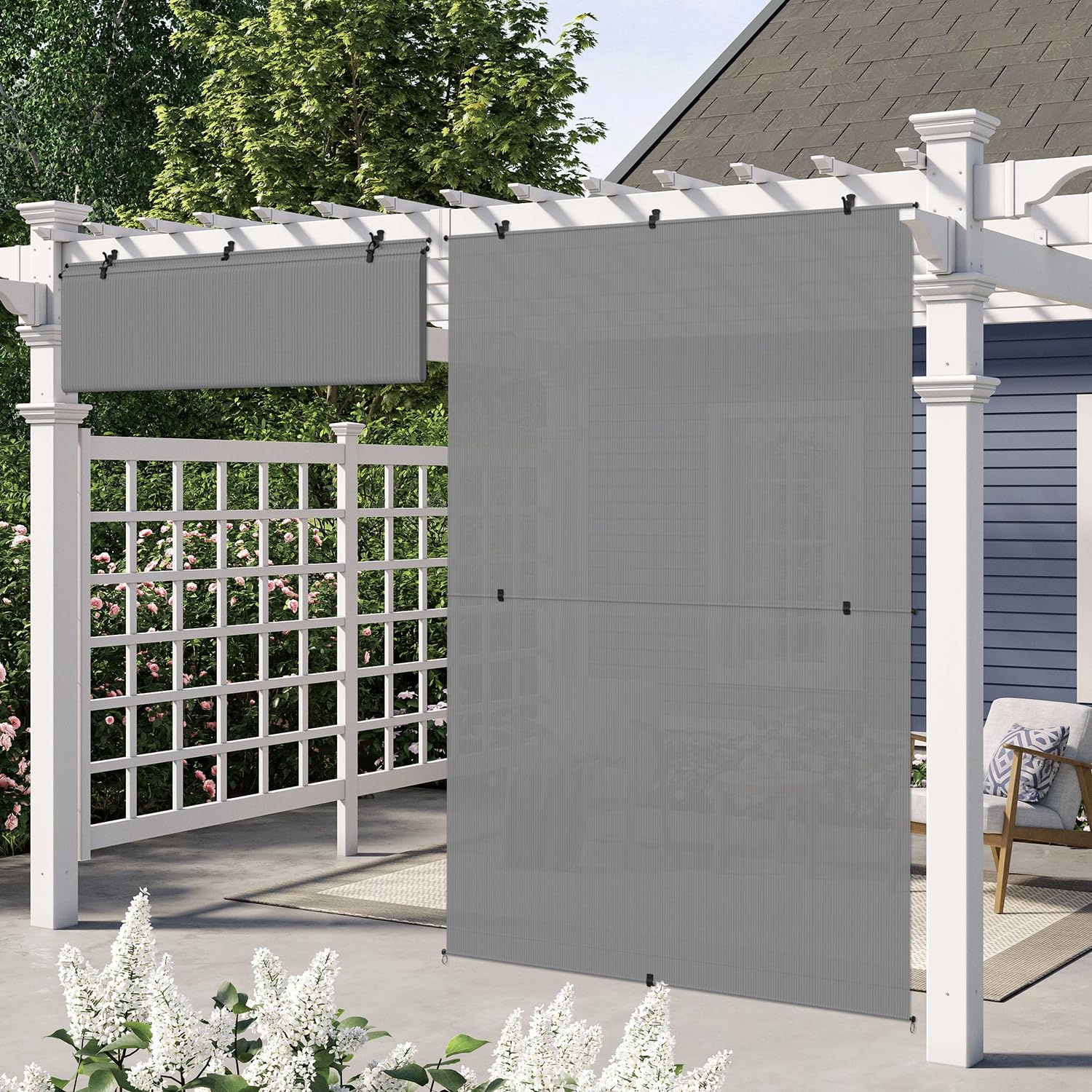 Amazon.com : E&K Sunrise 8'W x 6'H Foldable Sun Shade Curtain Cordless ...