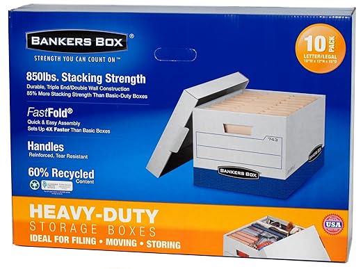 Amazon.com: Bankers Box Heavy Duty File Boxes Letter/Legal, 10 Count ...
