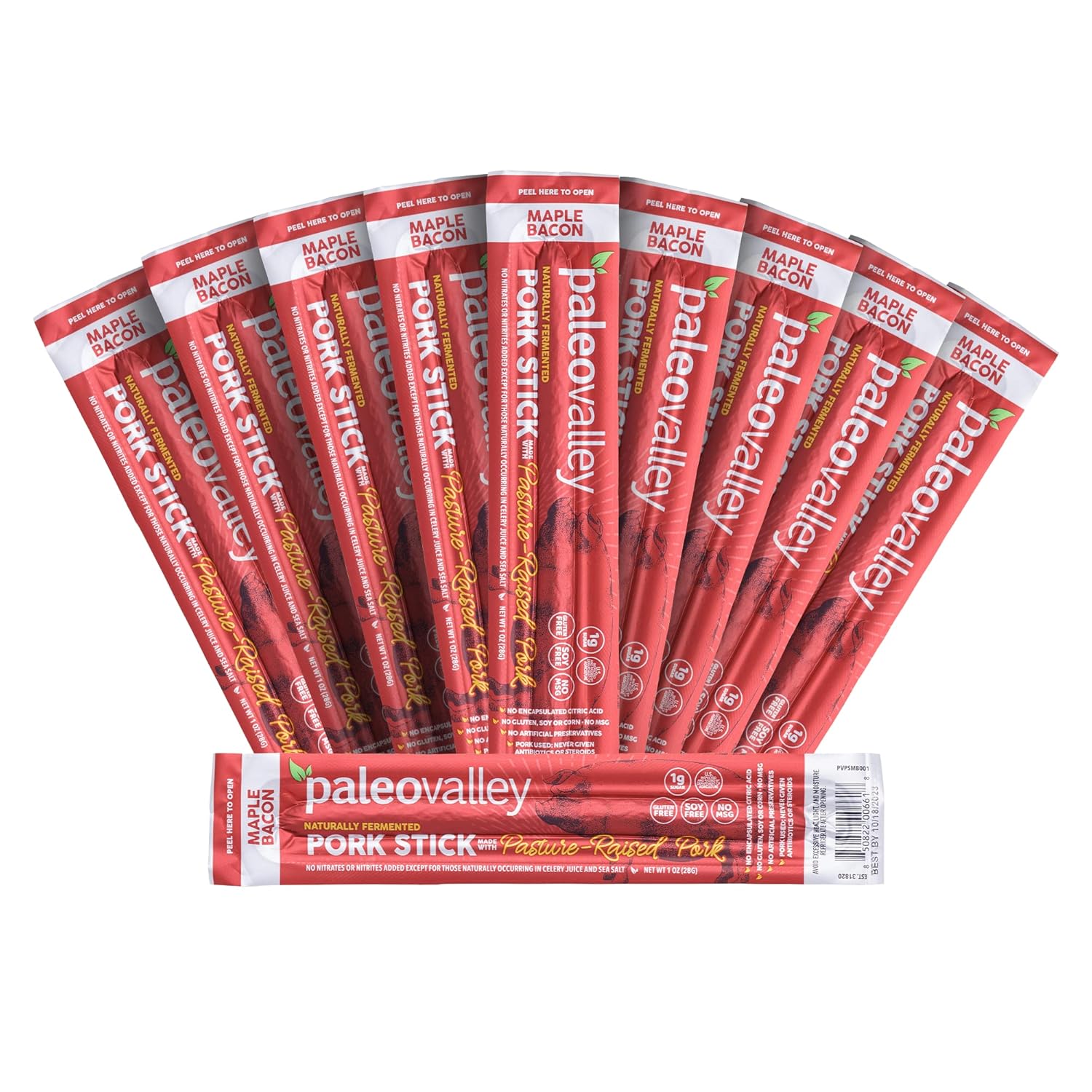 Amazon.com: Paleovalley Pasture-Raised Pork Sticks - Maple Bacon Flavor ...