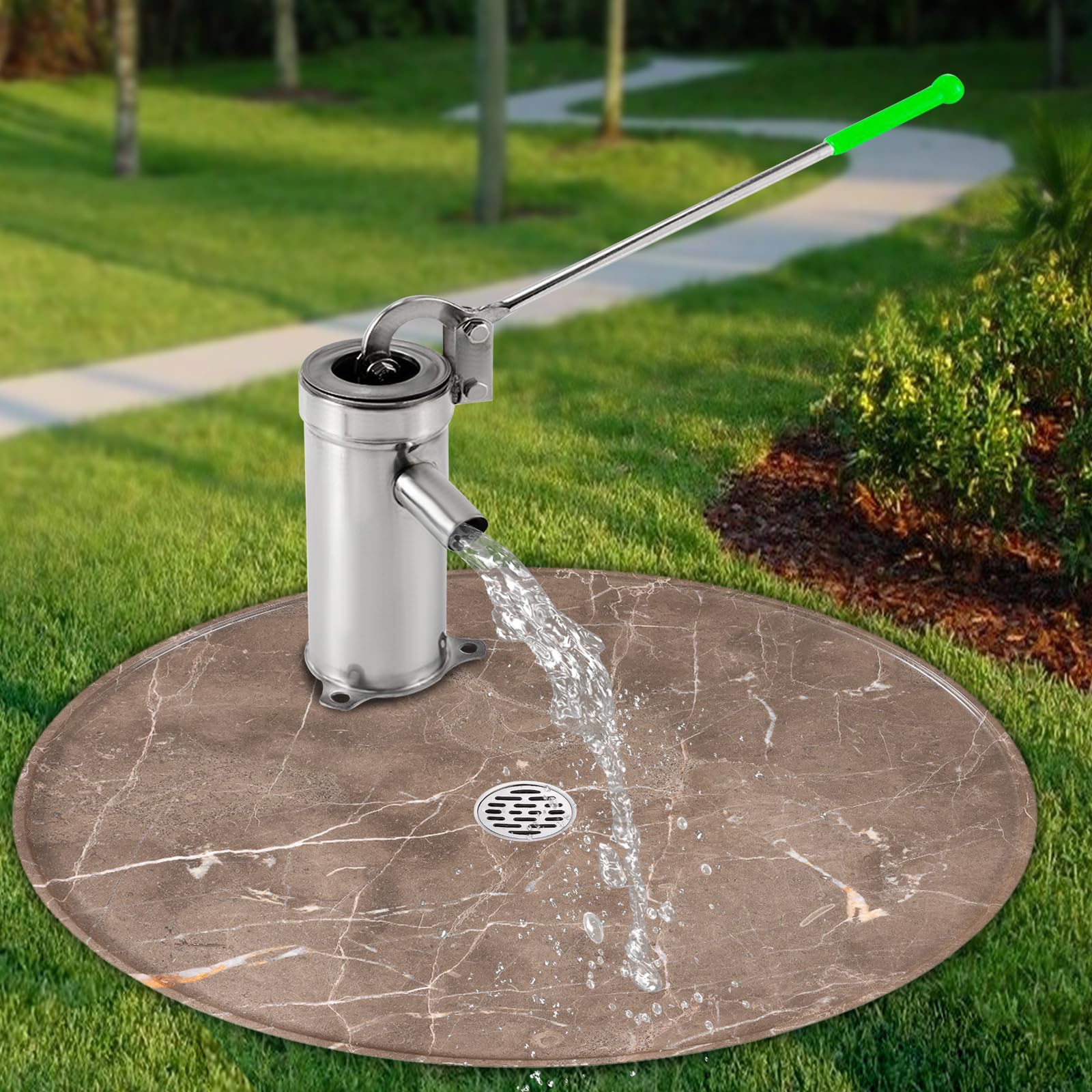 Landscape Hand Pump Fountain The Water Level In My Backyard Fountain