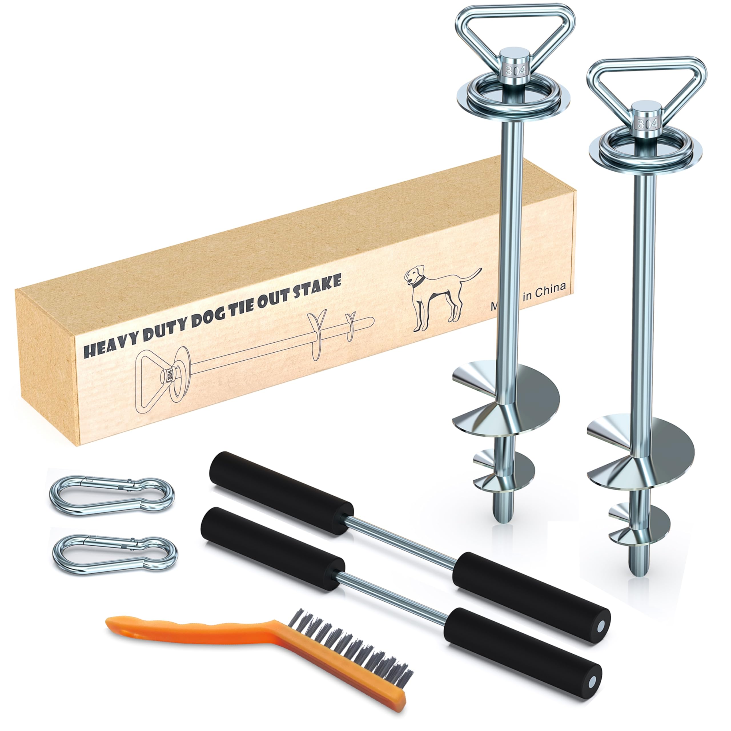 Amazon.com: TOMBABY 2Pack Dog Tie Out Stake-Heavy Duty 304 Stainless ...