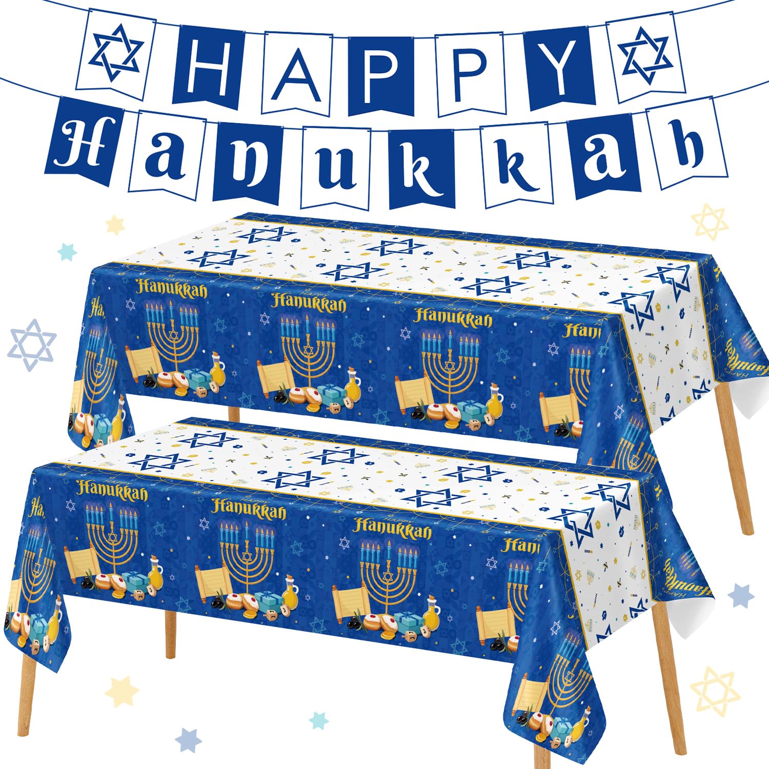 Amazon.com: FULJOOY 3Pcs Hanukkah Tablecloths Decoration Party Table ...
