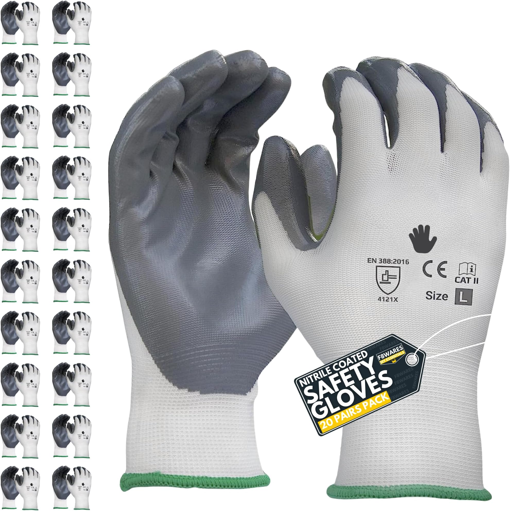F8WARES Level-5 Cut Resistant Gloves - Coated Safety Gloves for Men ...