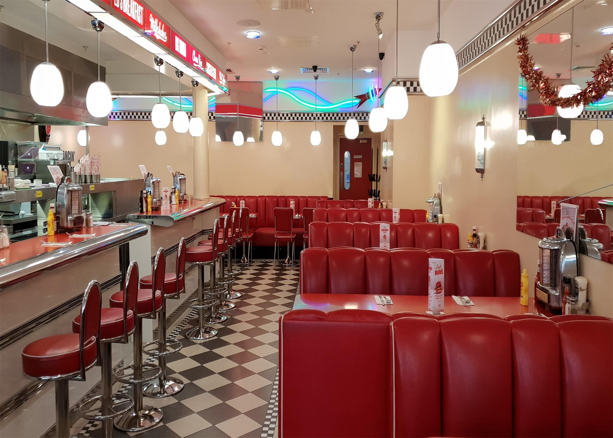 Amazon.com : BELECO 5x3ft Fabric Vintage 50s Diner Backdrop 1950s ...