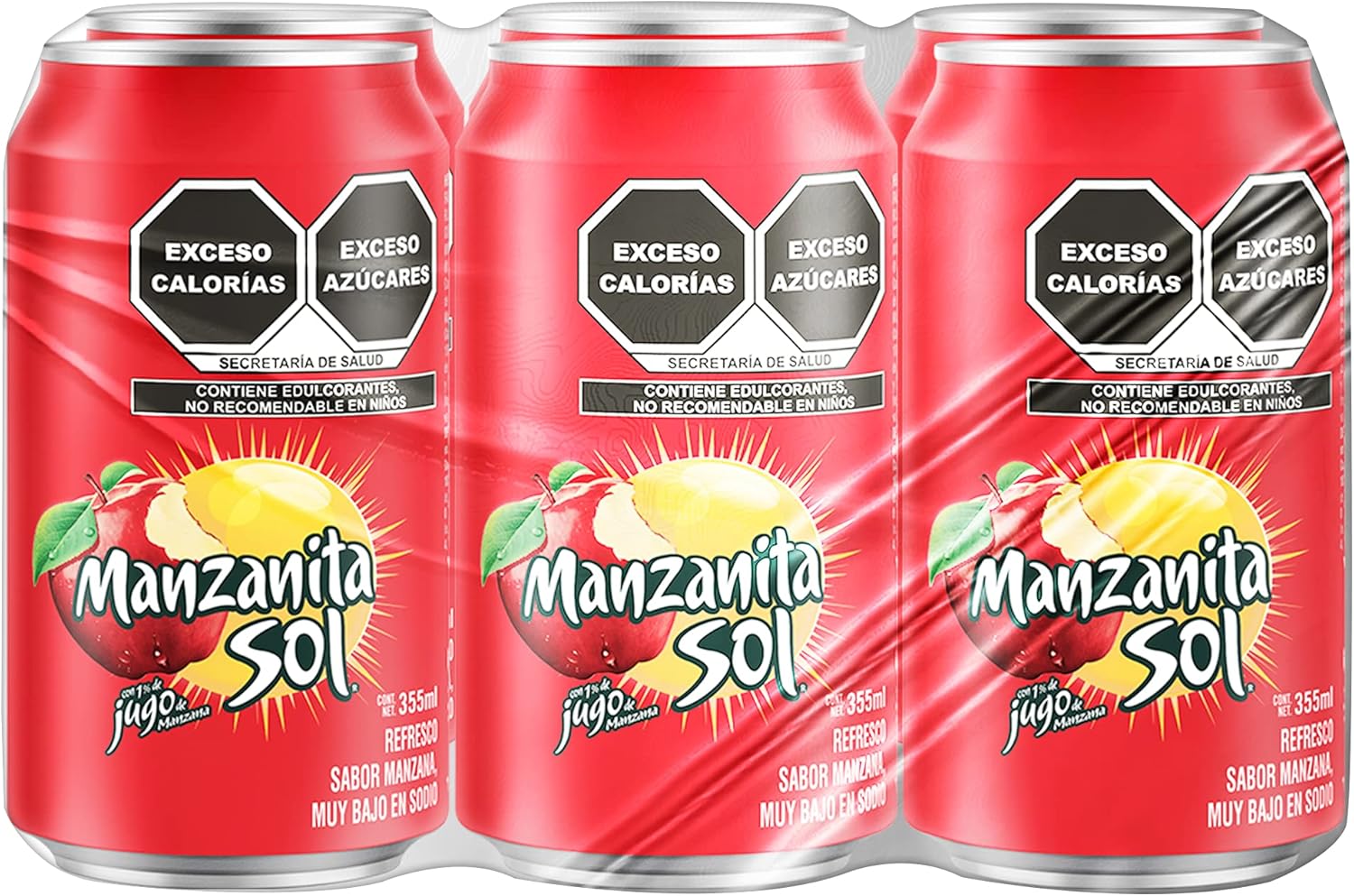 Manzanita Sol Refresco de Sabor Manzana, Lata de Aluminio de 355 ...