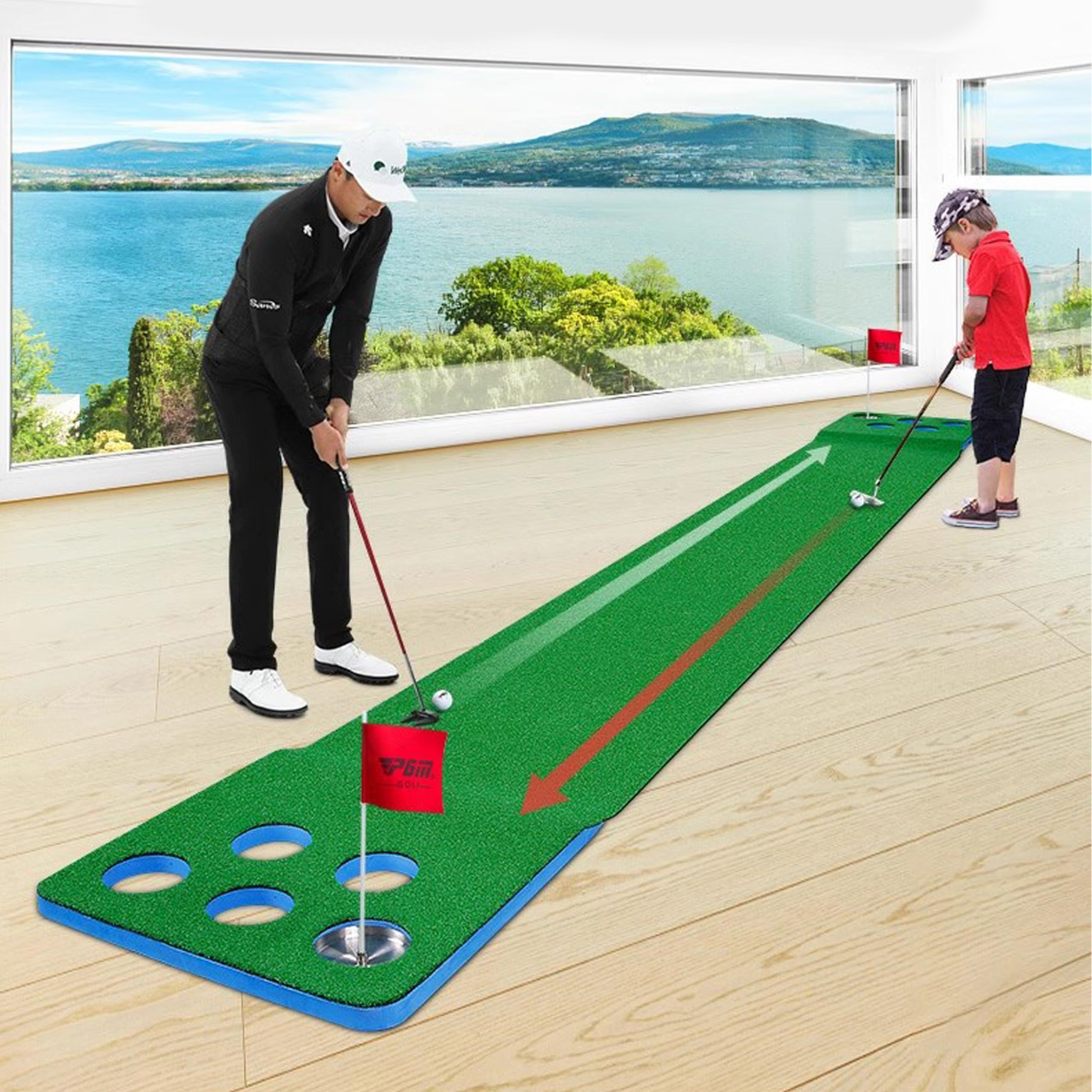 Snapklik.com : PGM Golf Pong Game Set Indoor/Outdoor Putting Green Mat