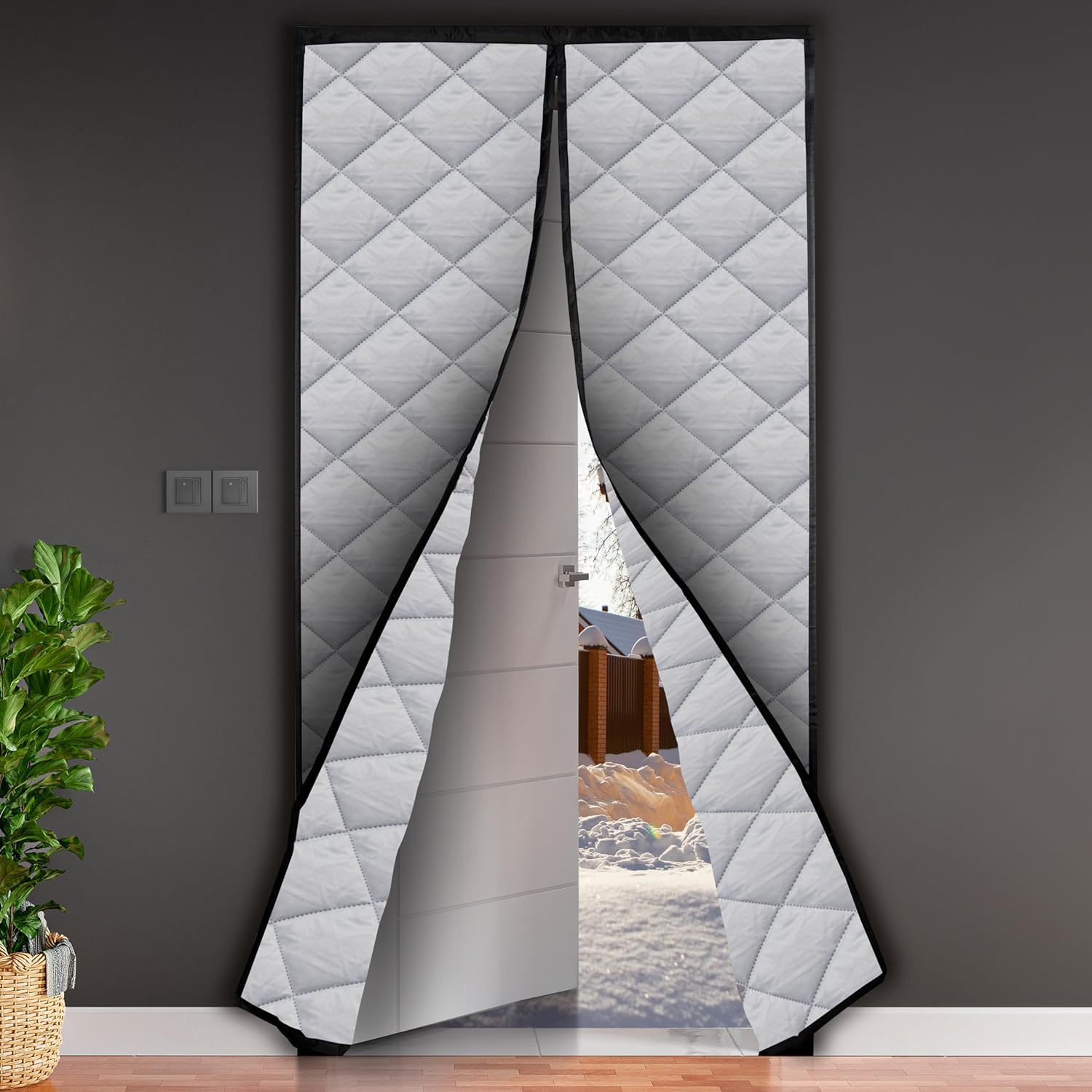 Magnetic Thermal Insulated Door Curtain 38"x84", Temporary Doors ...