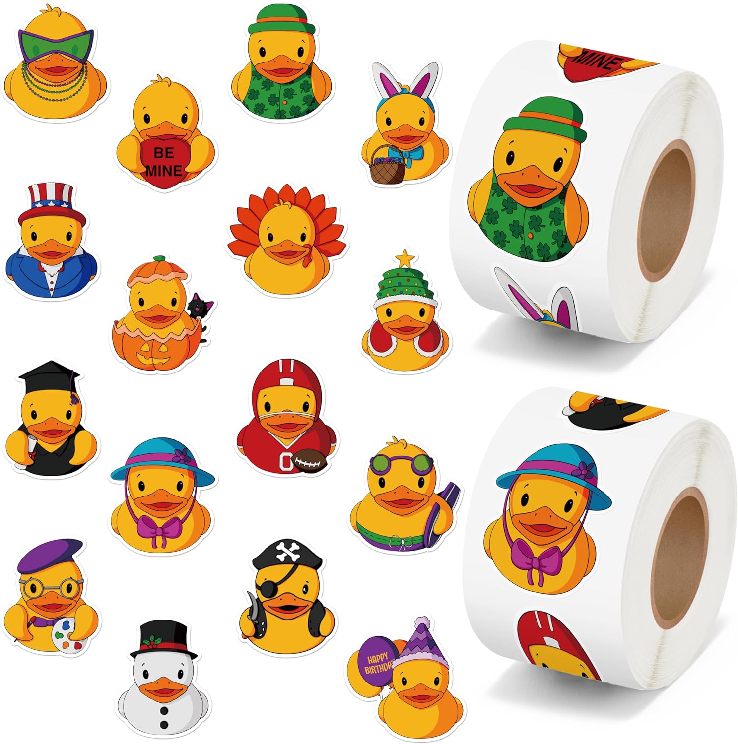 Amazon.com: Andi Cppss Rubber Duck Roll Stickers - 1000PCS Cute Yellow ...