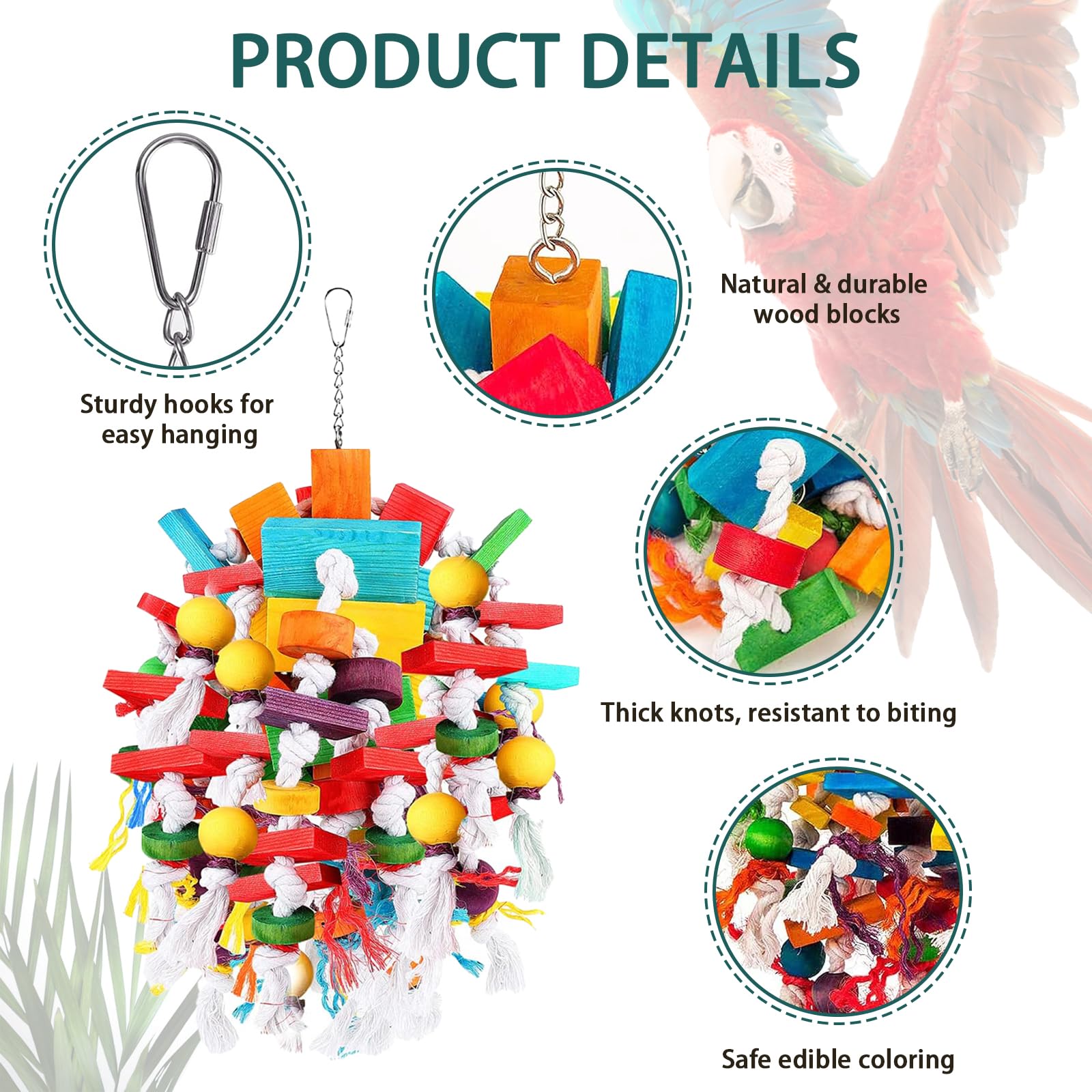 DMSELL Parrot Chewing Toys for Large Birds, Natural African Grey Parrot ...