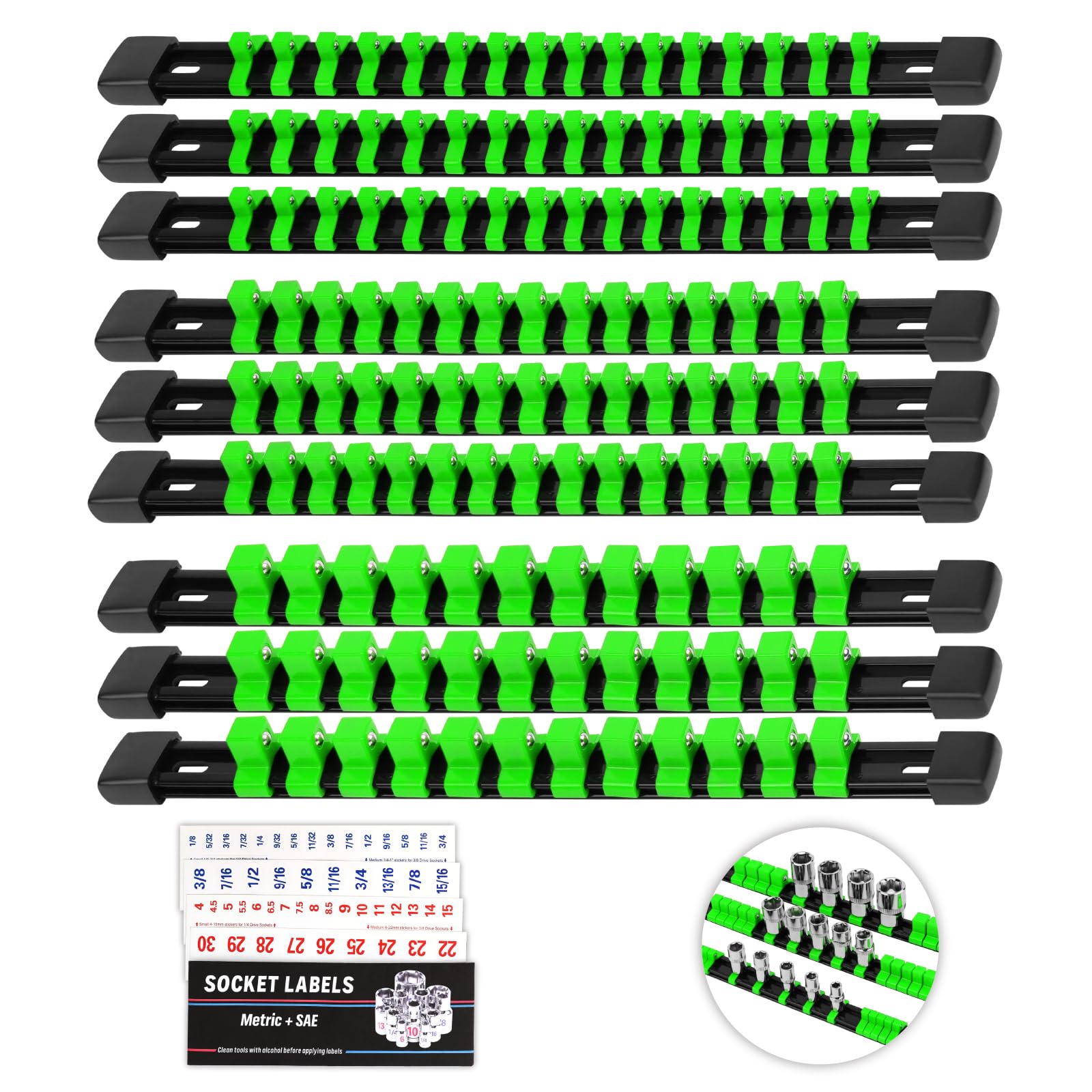 Snapklik.com : Socket Organizer Holder Tool Box: 9-Piece Socket Holders ...